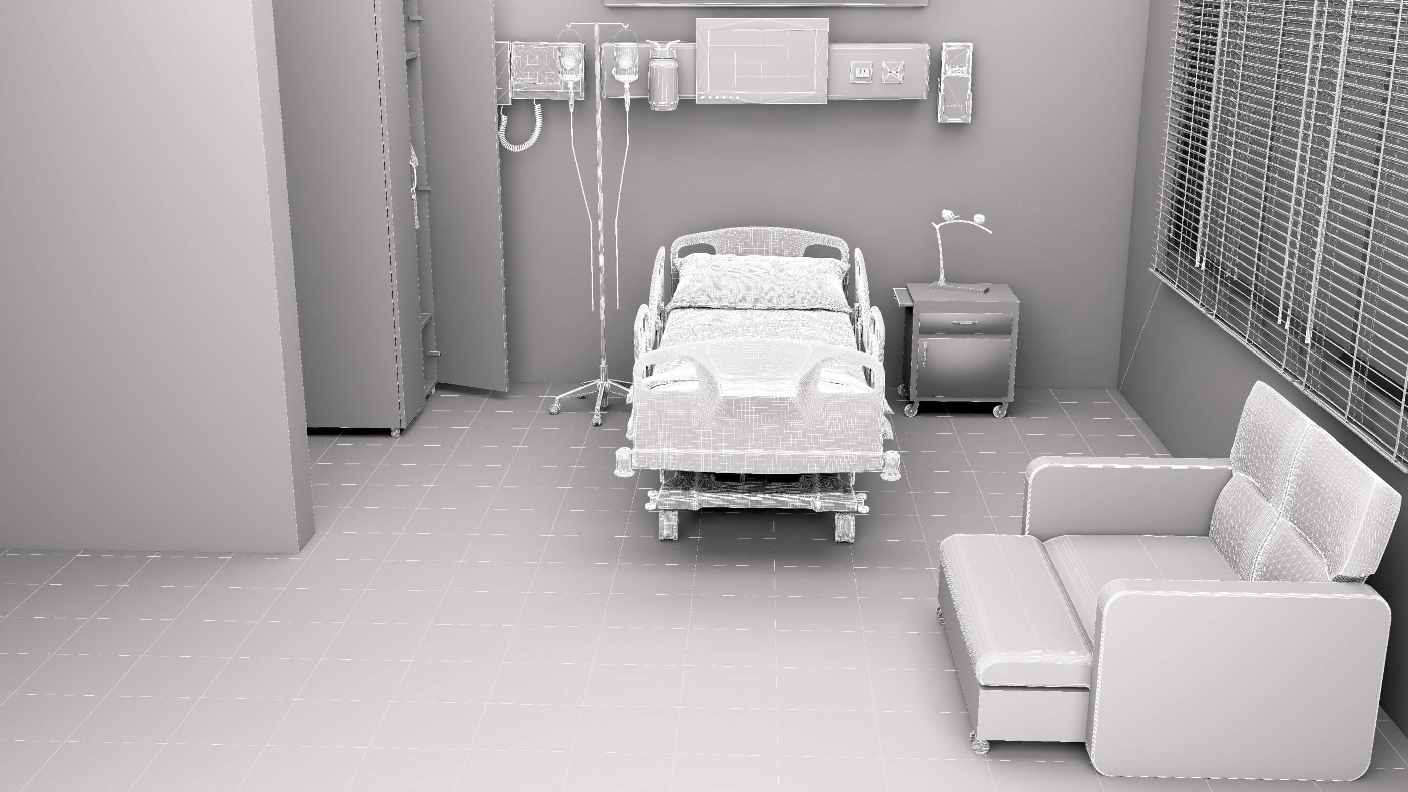 Hospital Room 5 - 4K 3D Model by Pictorer