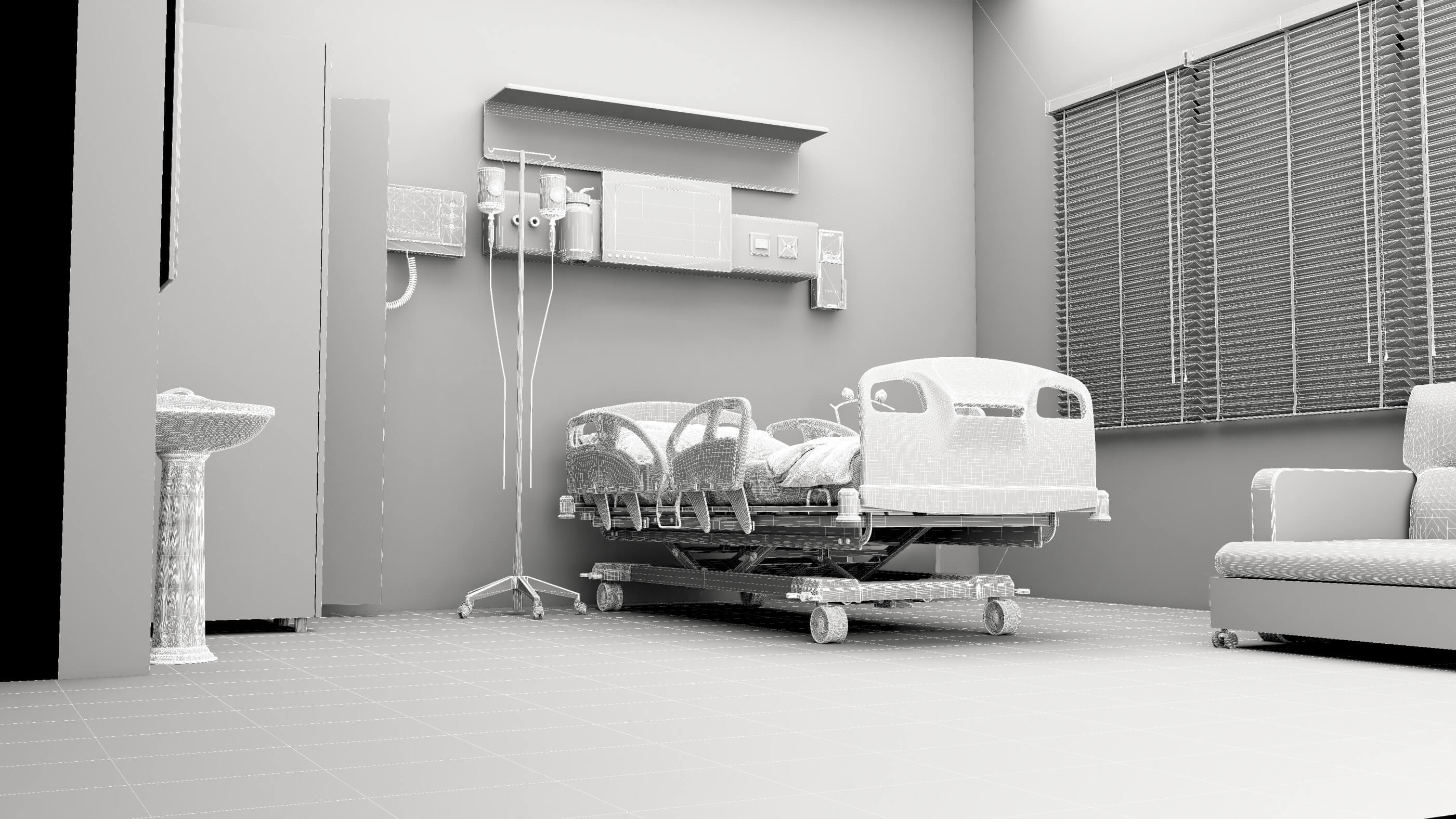 Hospital Room 5 - 4K 3D Model by Pictorer