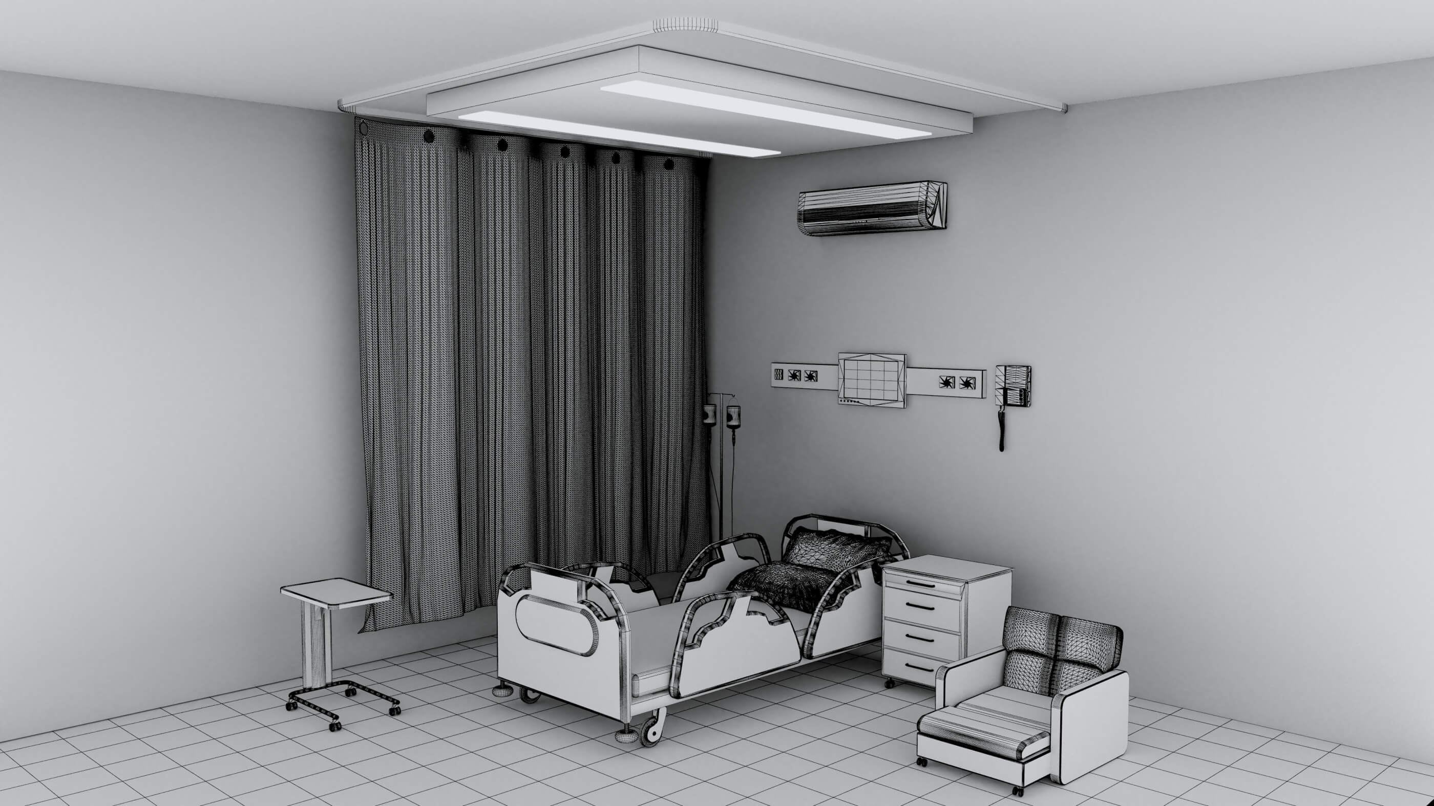 Hospital Room 6 - 4K 3D Model by Pictorer