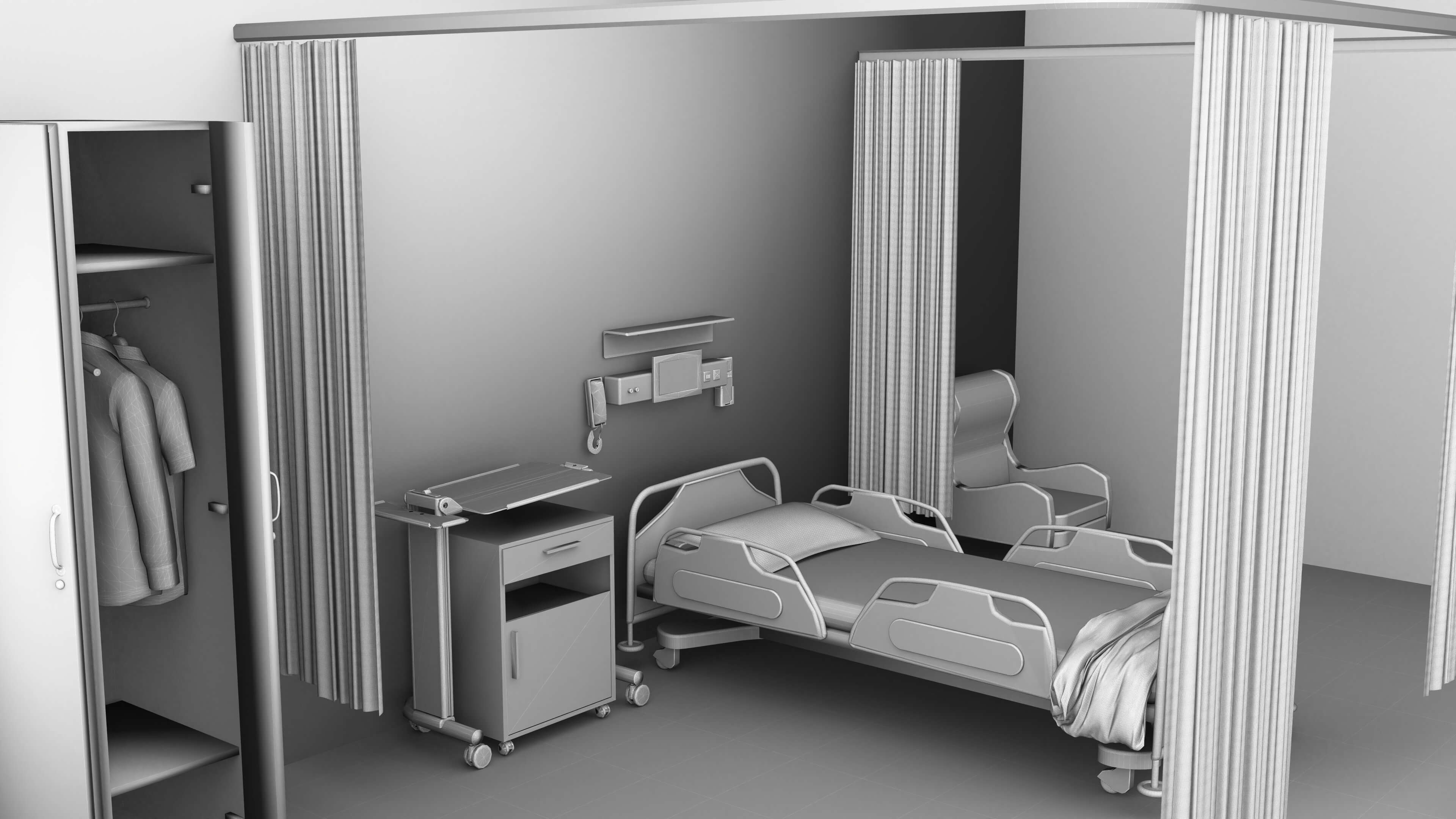 Hospital Room Interior - 3D Model by Pictorer