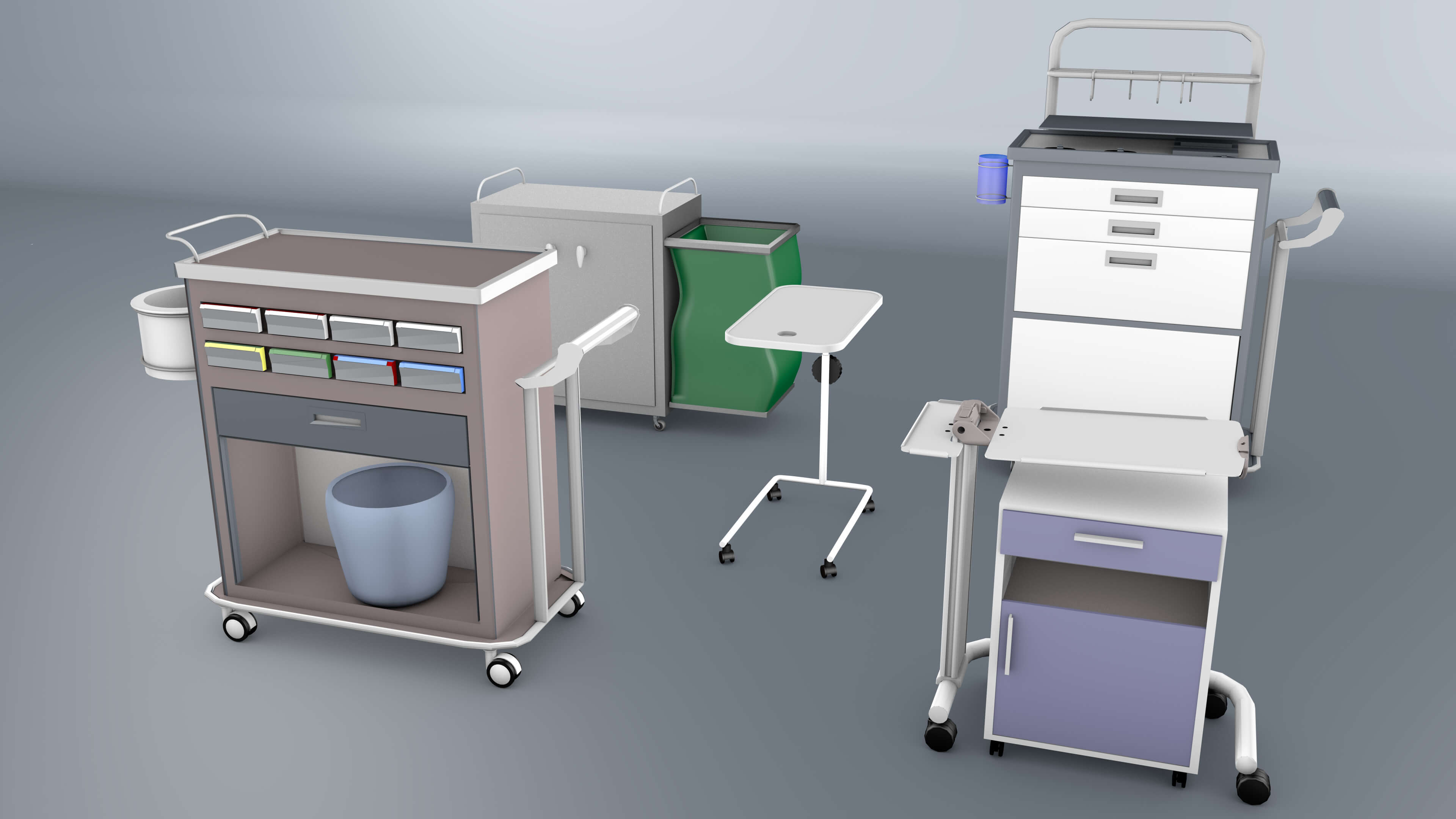 Hospital Trolleys Bundle - 3D Model by Pictorer