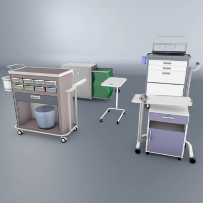 Hospital Trolleys Bundle - 3D Model by Pictorer
