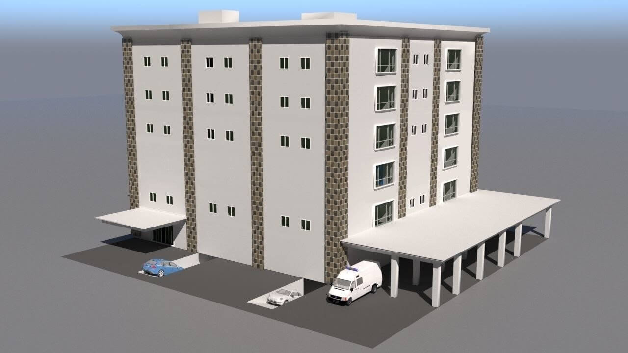 Hospital Building - 3D Model by Pictorer