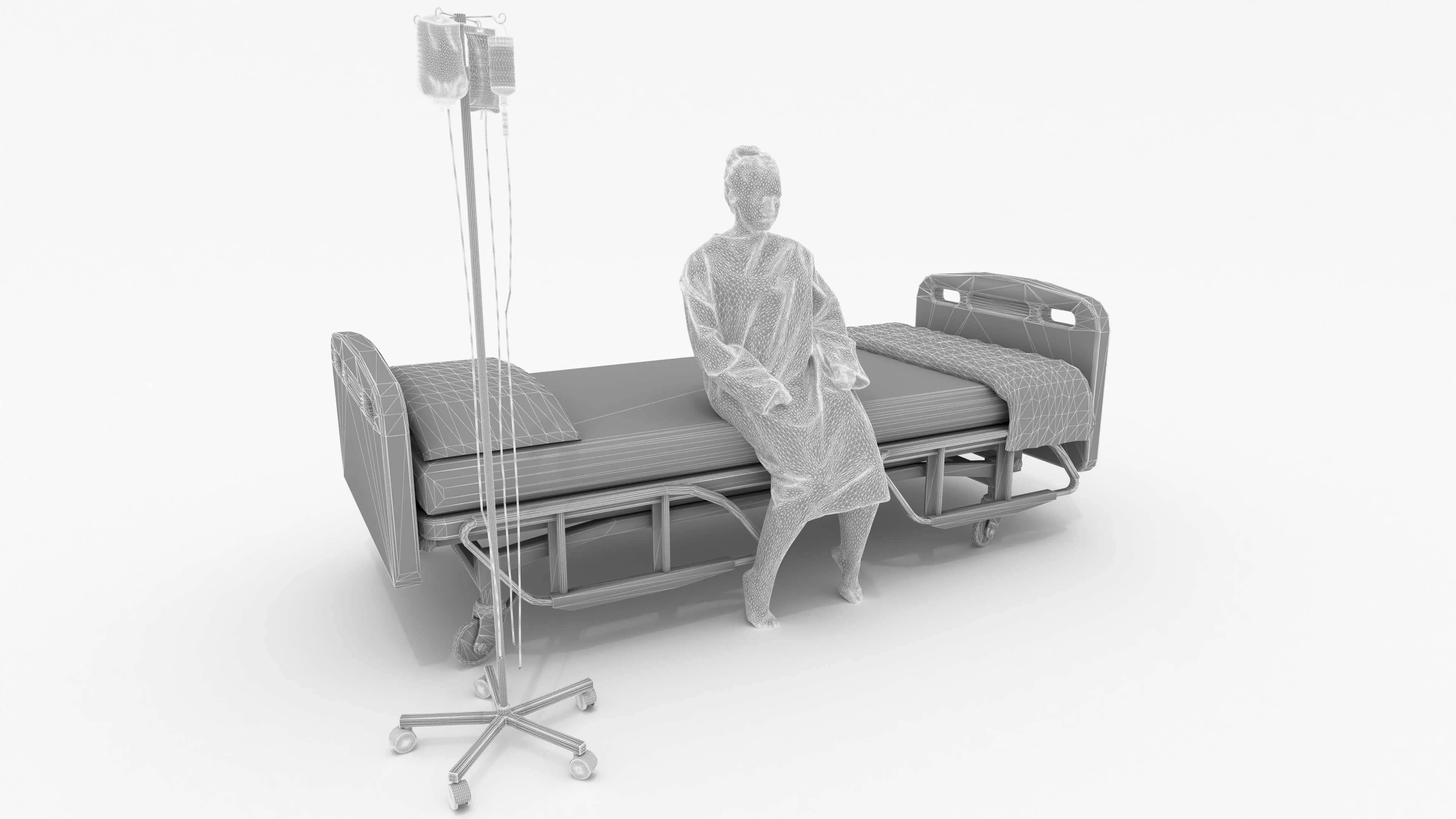 Patient and Bed 4K - 3D Model by Pictorer