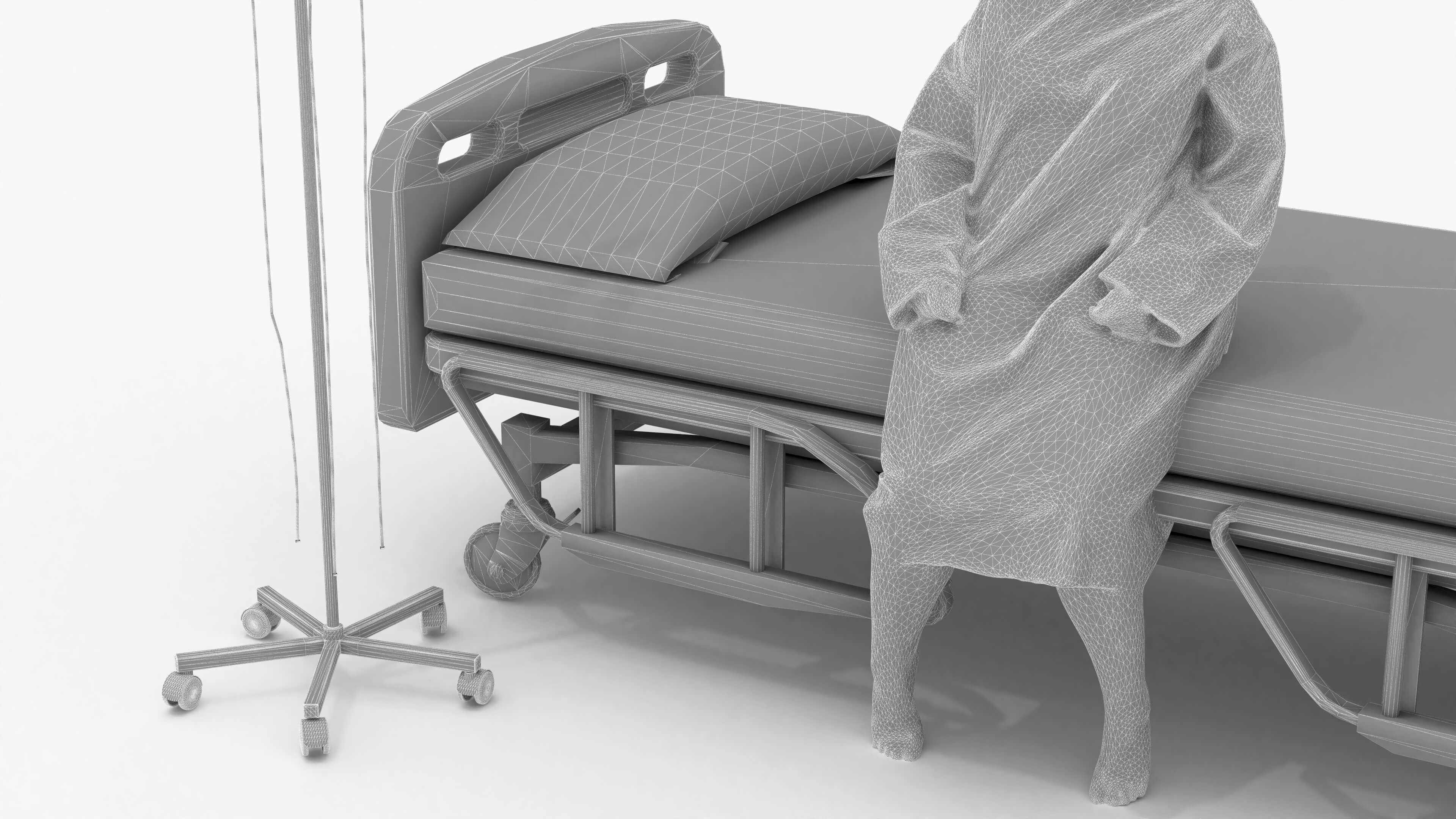 Patient and Bed 4K - 3D Model by Pictorer