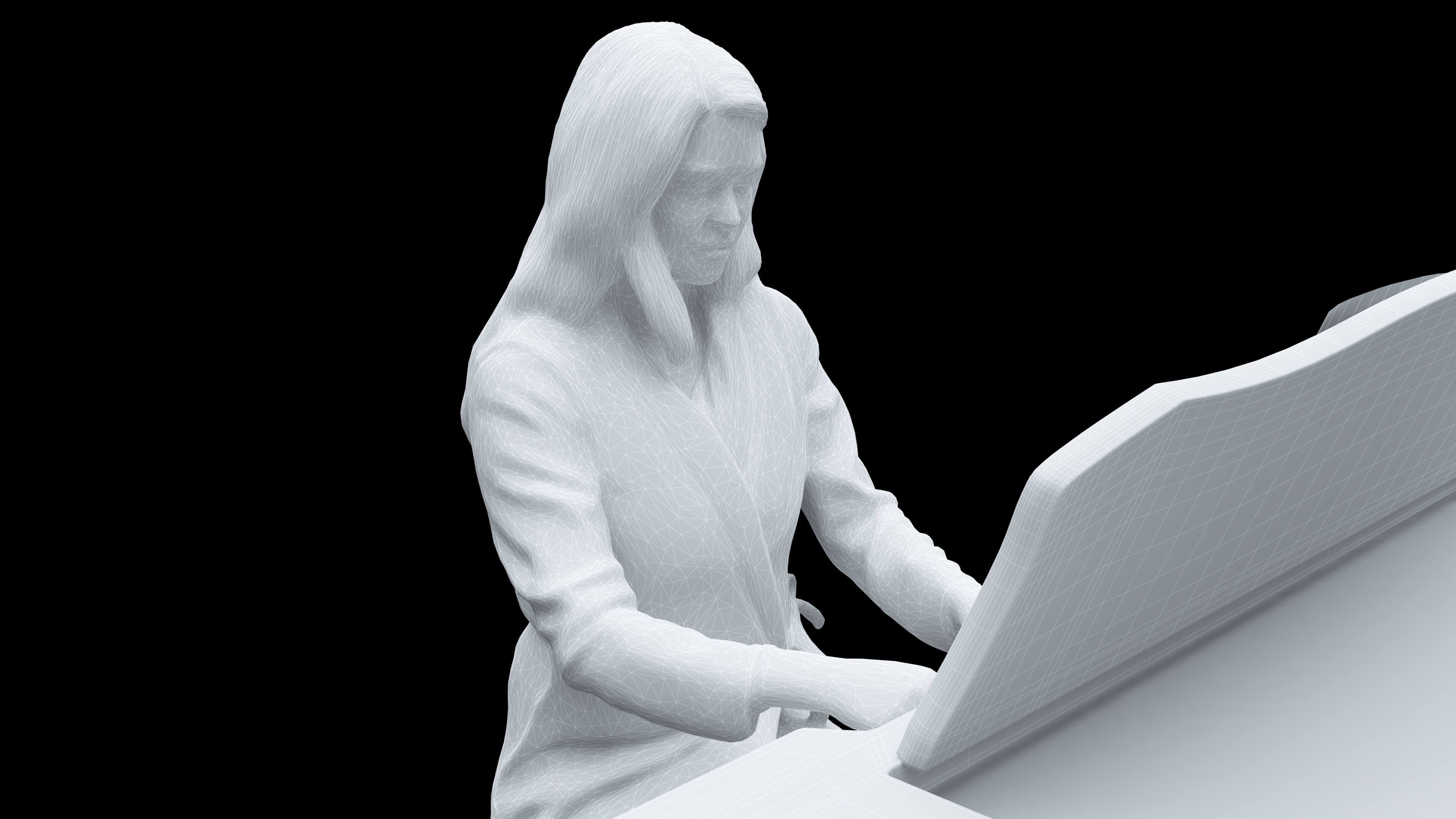 Pianist and Piano 4K - 3D Model by Pictorer