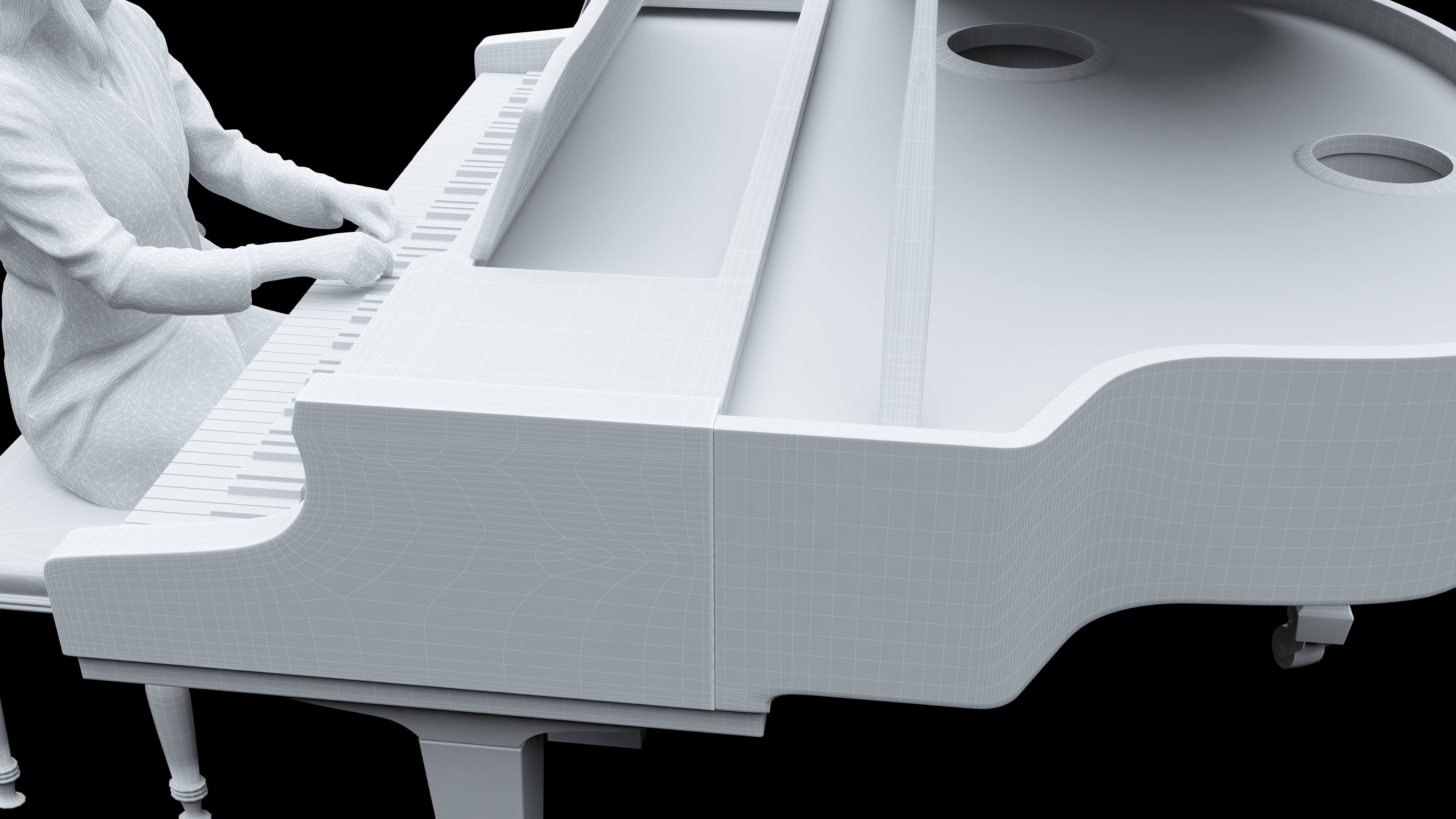 Pianist and Piano 4K - 3D Model by Pictorer