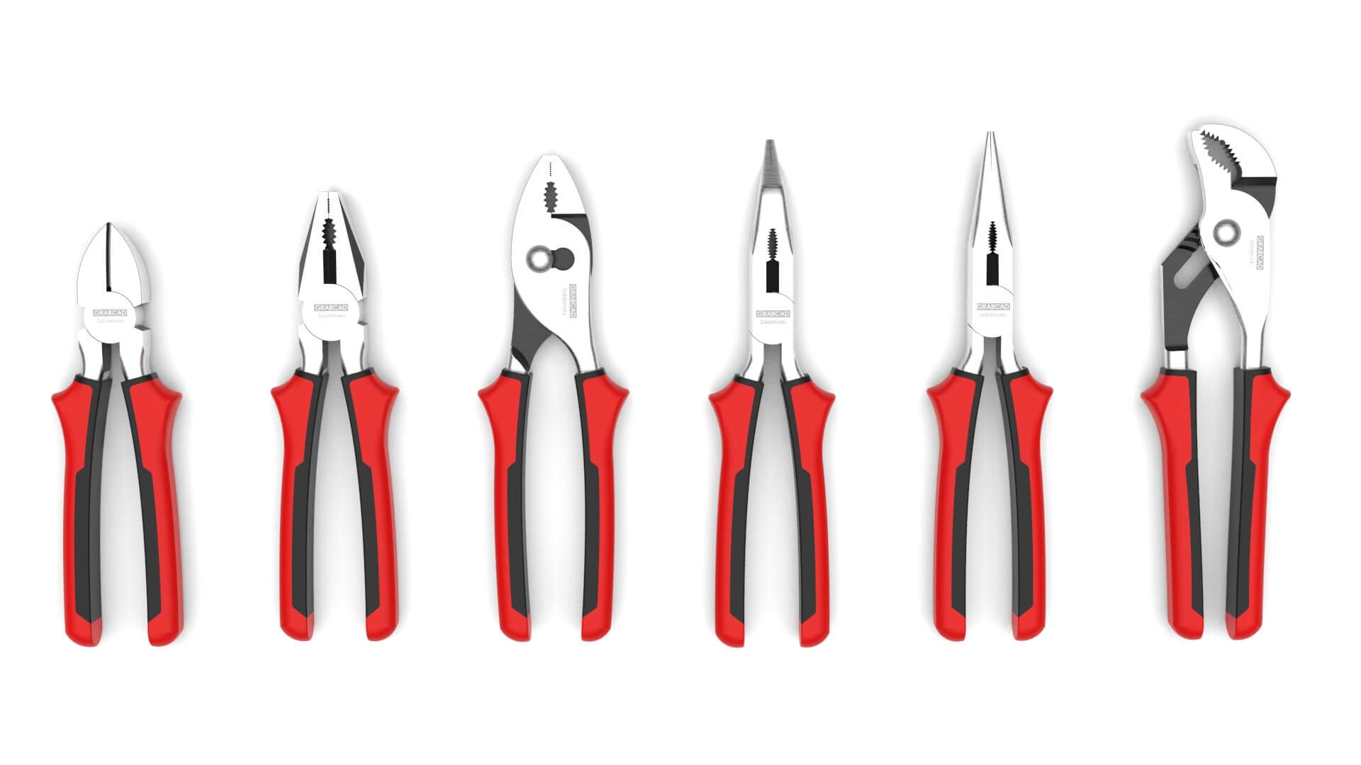 Plier Set - 6 Pieces 3D Model by Pictorer