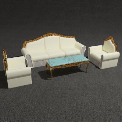 Classic Sofa Set - 3D Model by Pictorer