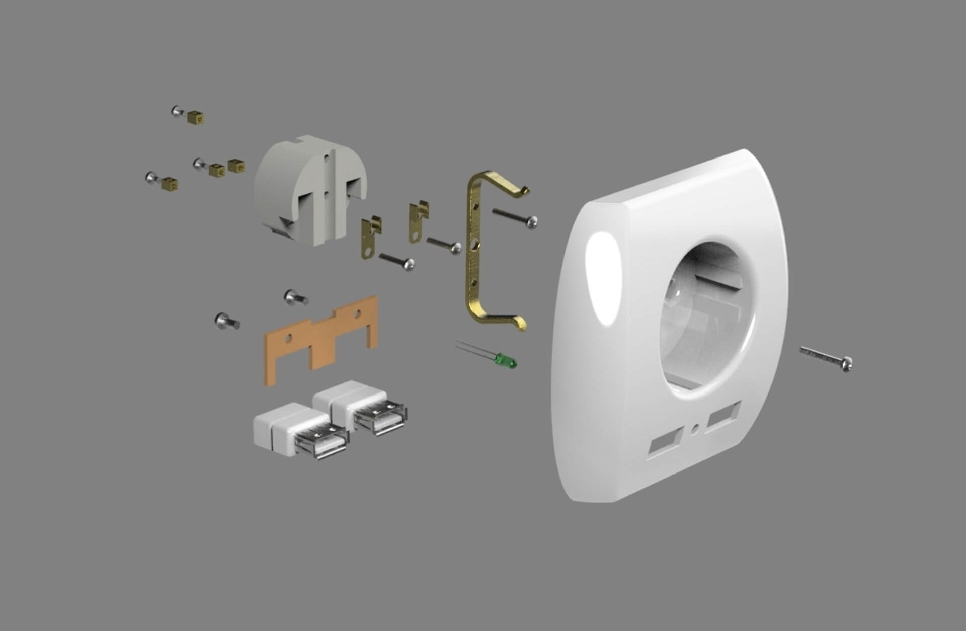 USB Wall Plug - 3D Model by Pictorer