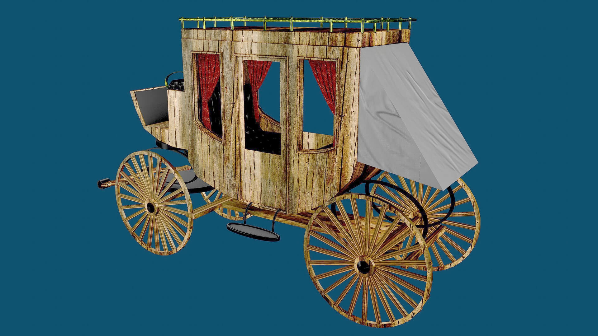 Western Wagon 3 - 3D Model by Pictorer