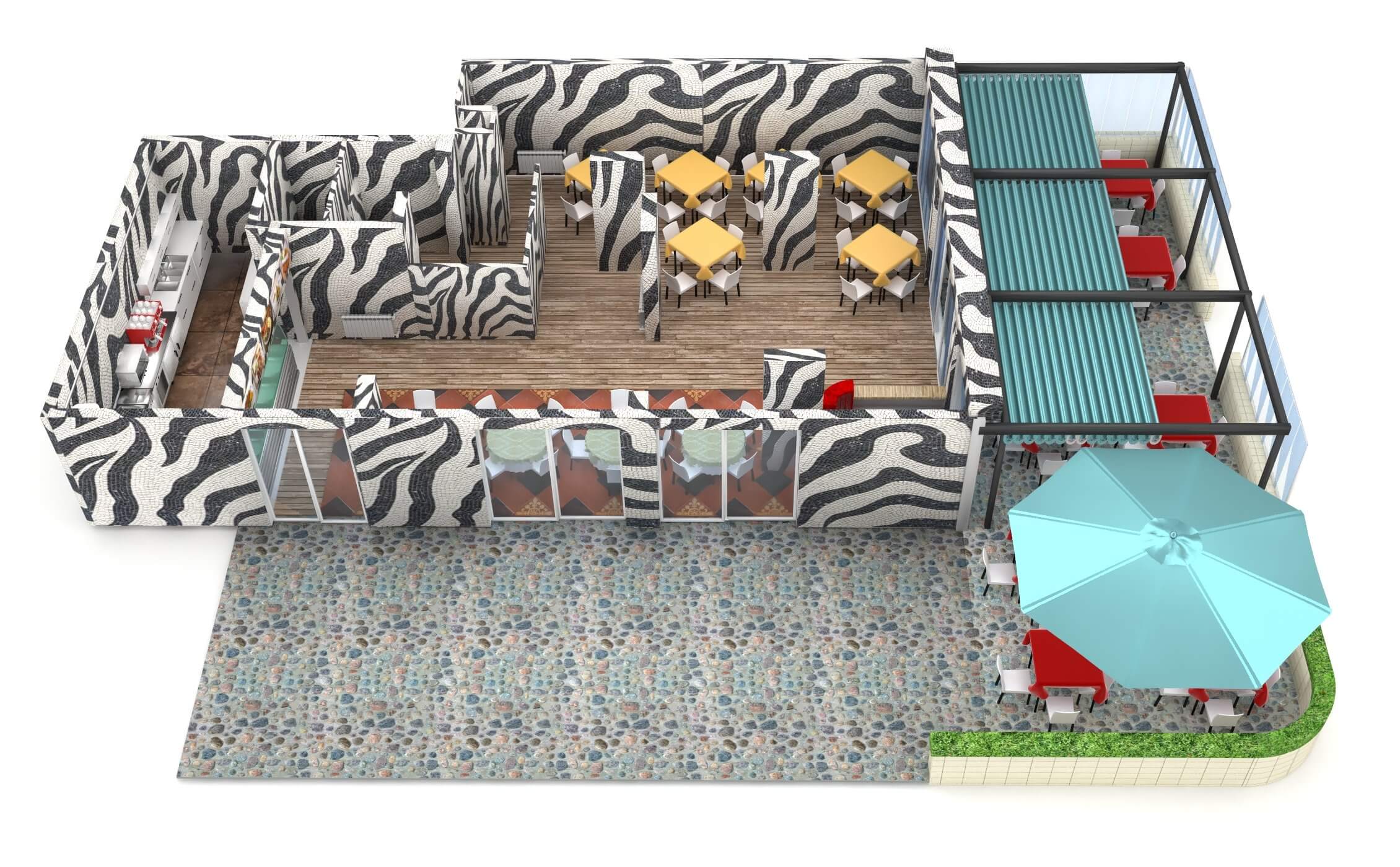 Zebra Restaurant - 3D Model by Pictorer