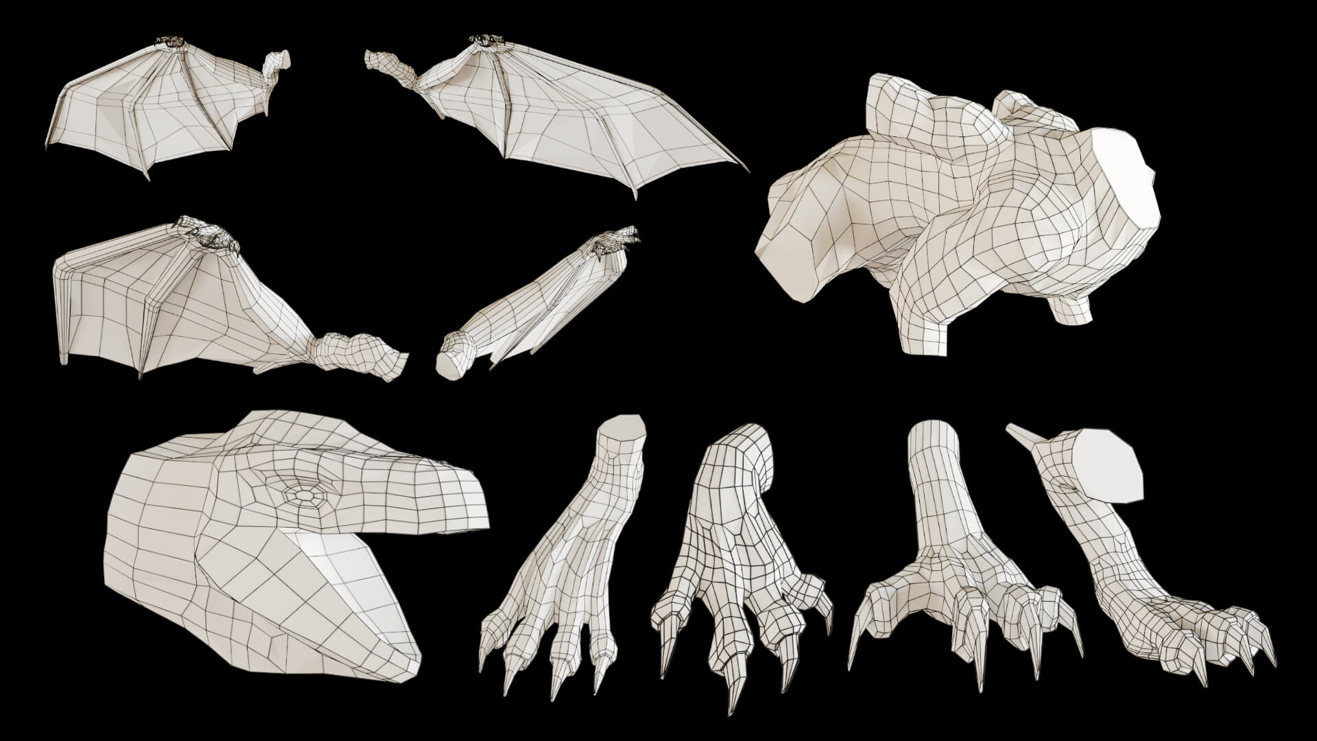 Dragon Bodyparts Base Meshes - 3D Model by Pig Scales Studio