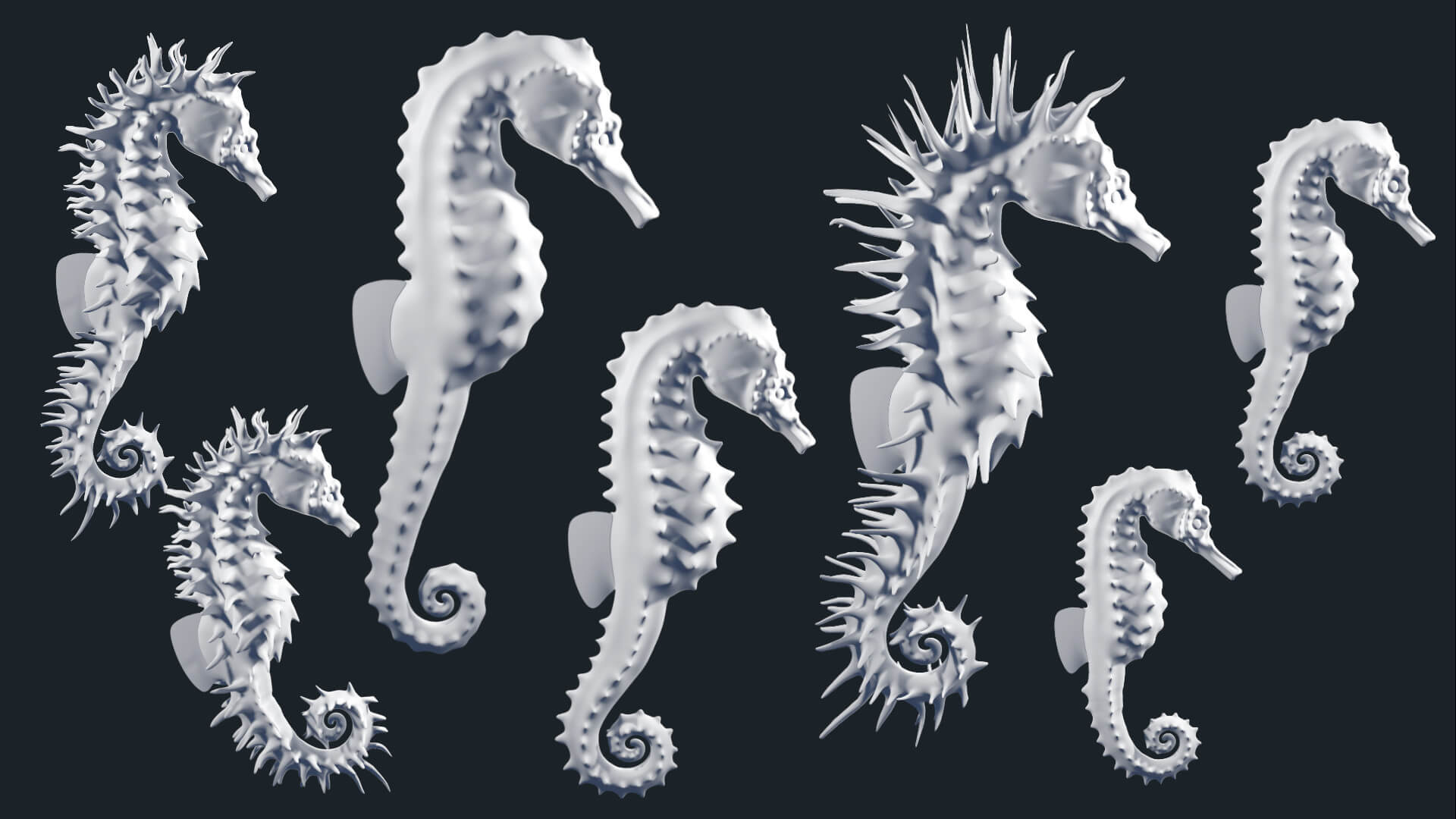 Low Poly Seahorse Pack - 3D Model by Pig Scales Studio