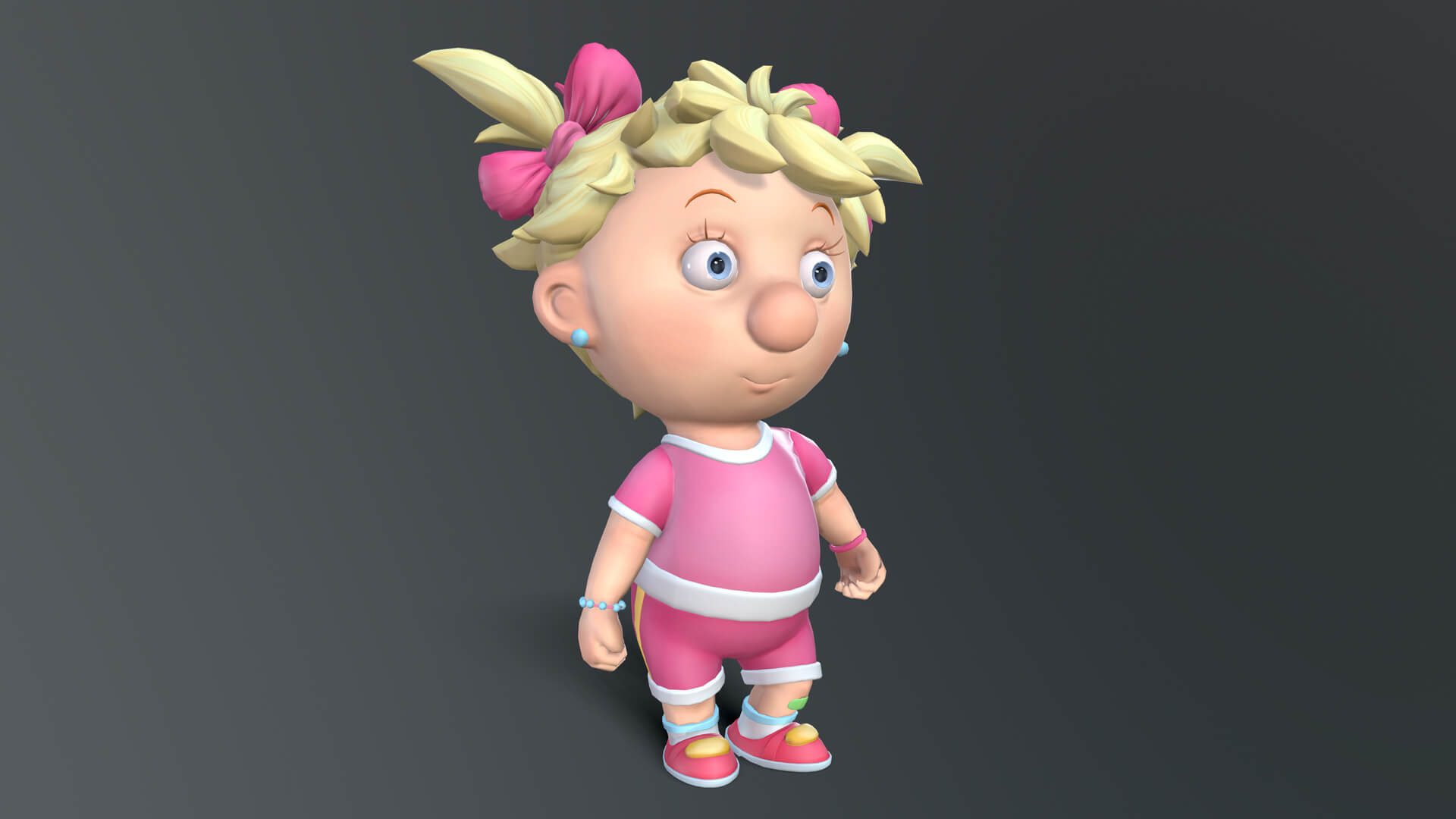 Girl Cartoon - 3D Model by pink_penguin