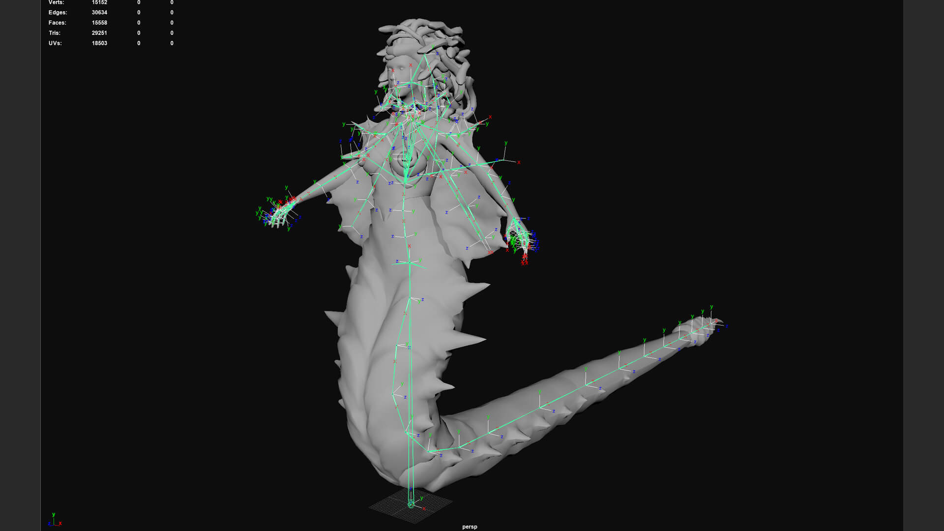 A gorgon jellyfish character with a snake's tail - 3D Model by pink_penguin