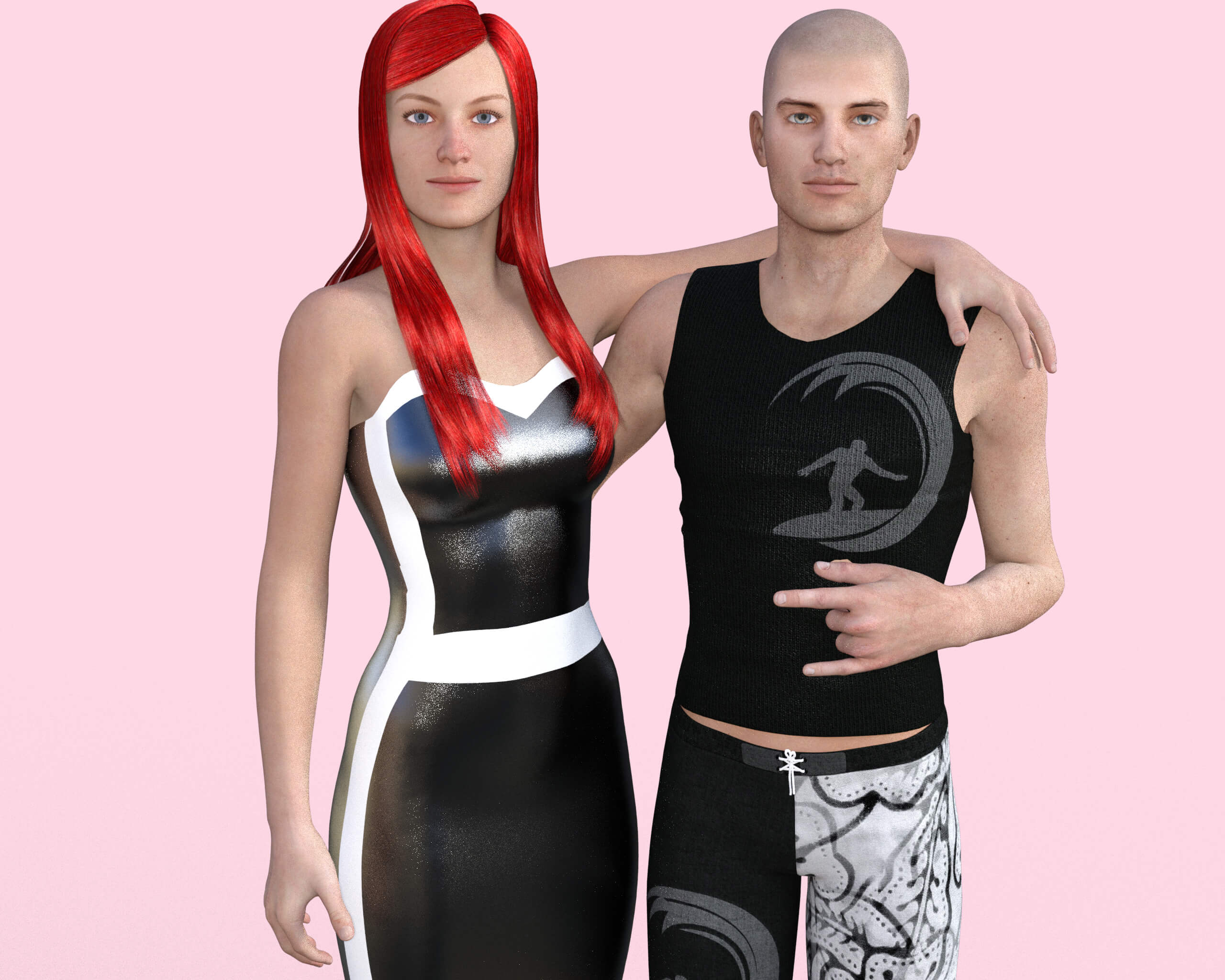 Couple Pose1 for G2F and G2M - Free Daz Content by PinkPlasticPerfect