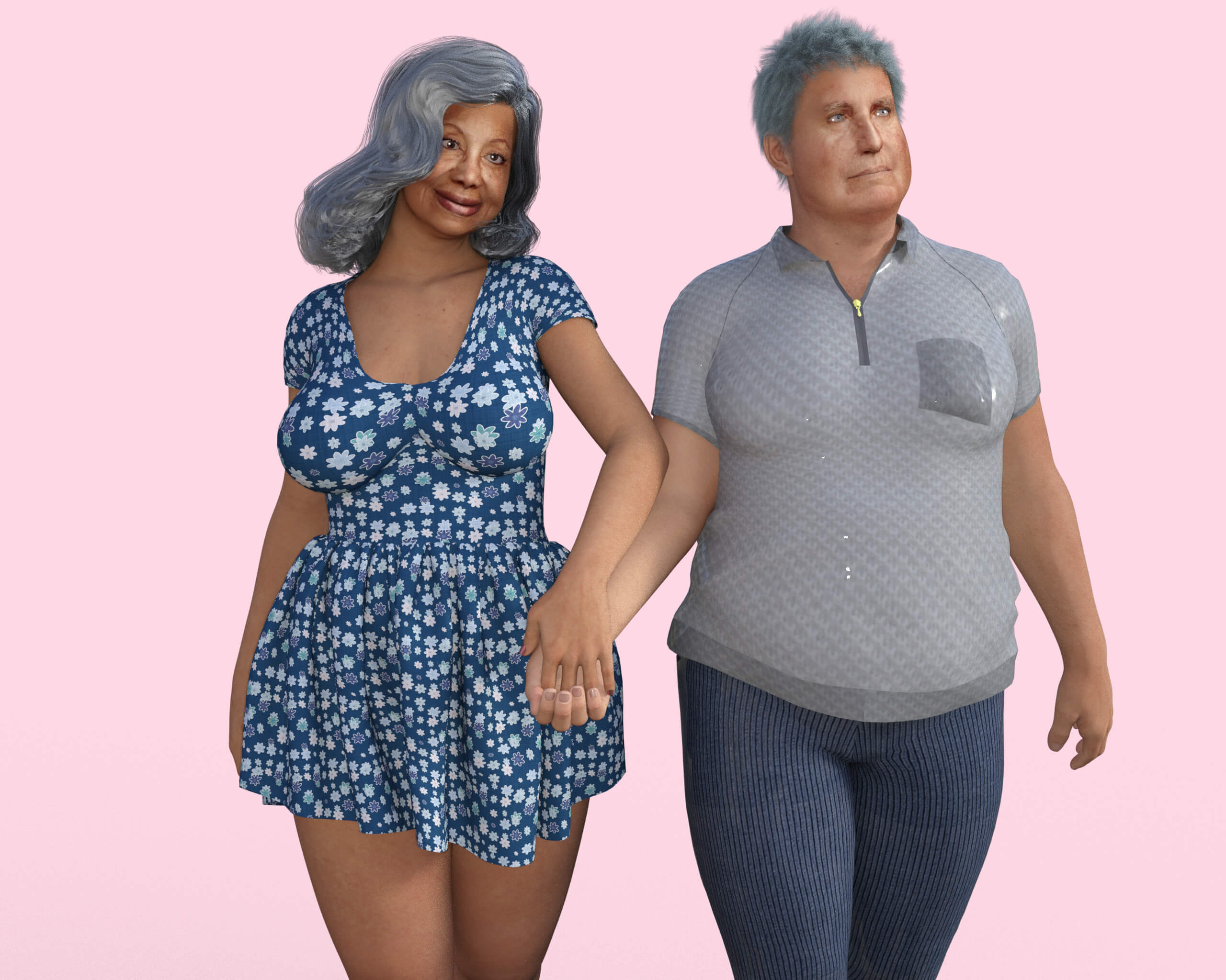 Elder Couple Pose G8F G8M - Daz Content by PinkPlasticPerfect