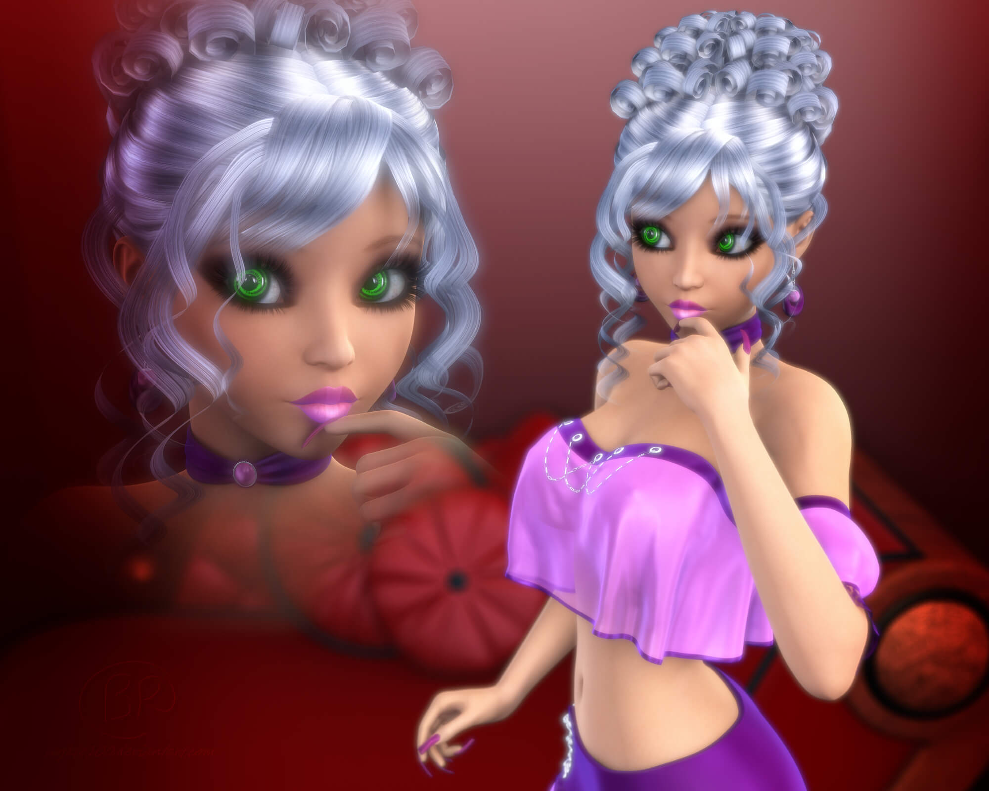 Kira's Gaze 3D Render, Digital Art by Pinspotter