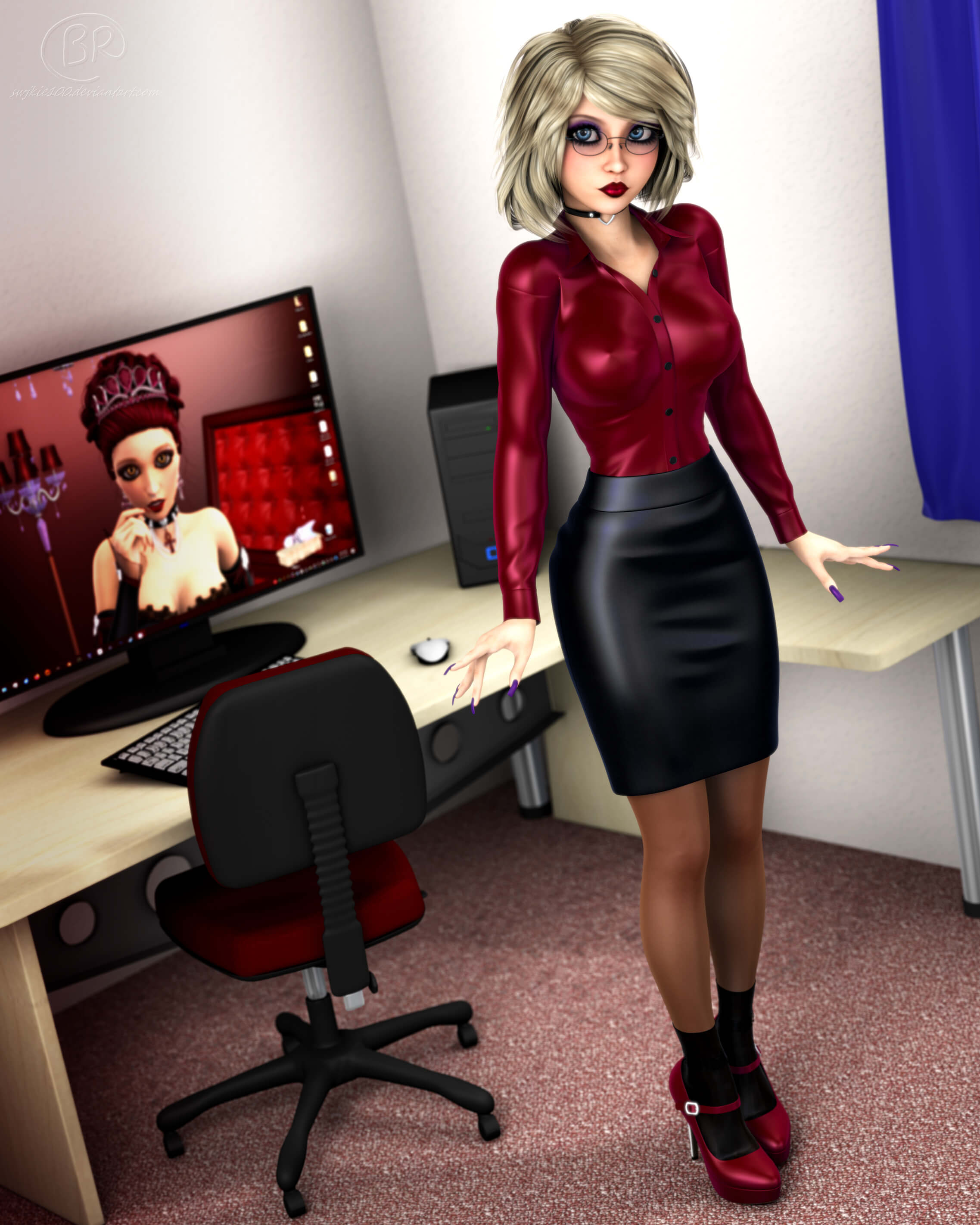 Ruby Ivy 3D Render, Digital Art by Pinspotter