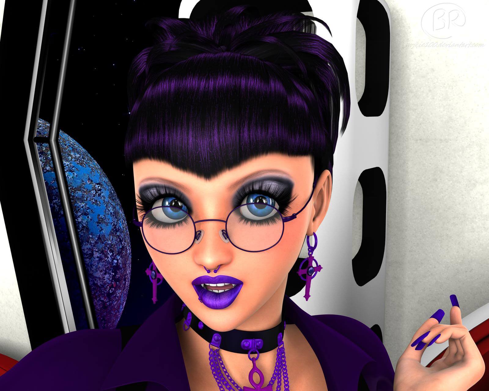 Space Vampire Brandi Close-up 3D Render by Pinspotter