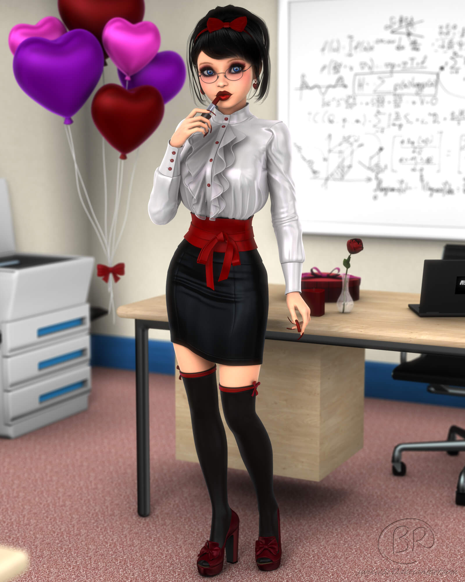 Valentines Teacher Chloe 3D Render, Digital Art by Pinspotter