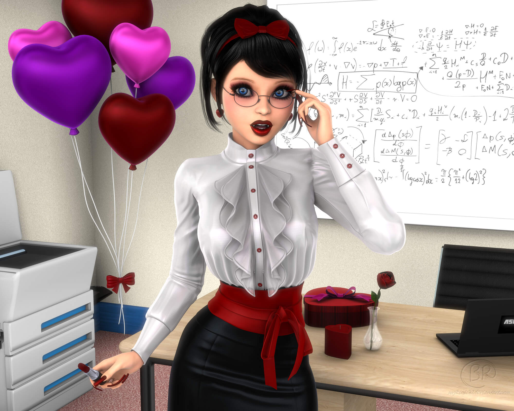 Valentines Teacher Chloe 3D Render, Digital Art by Pinspotter