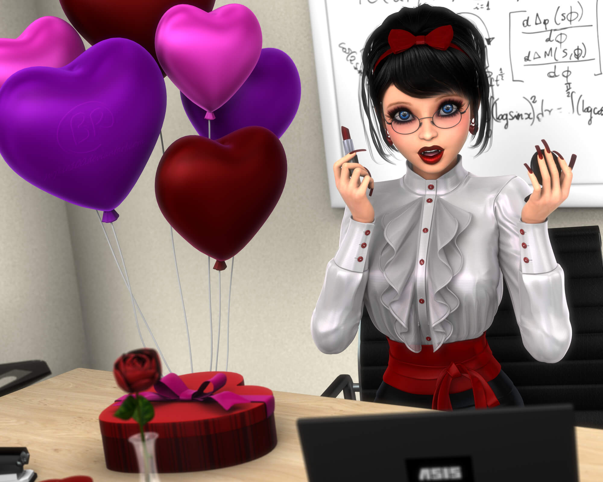 Valentines Teacher Chloe 3D Render, Digital Art by Pinspotter