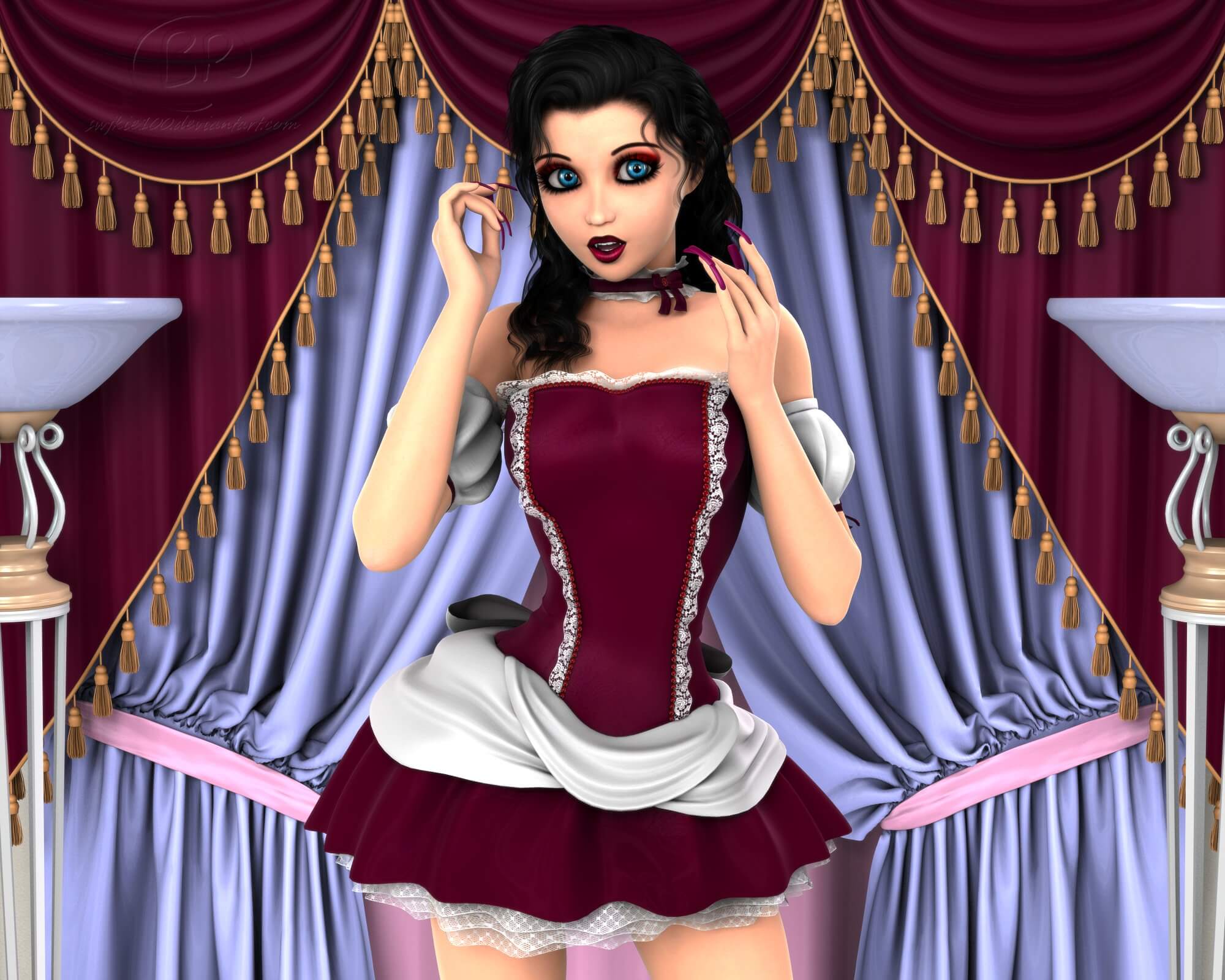 Vampire In The Court 3D Render, Digital Art by Pinspotter