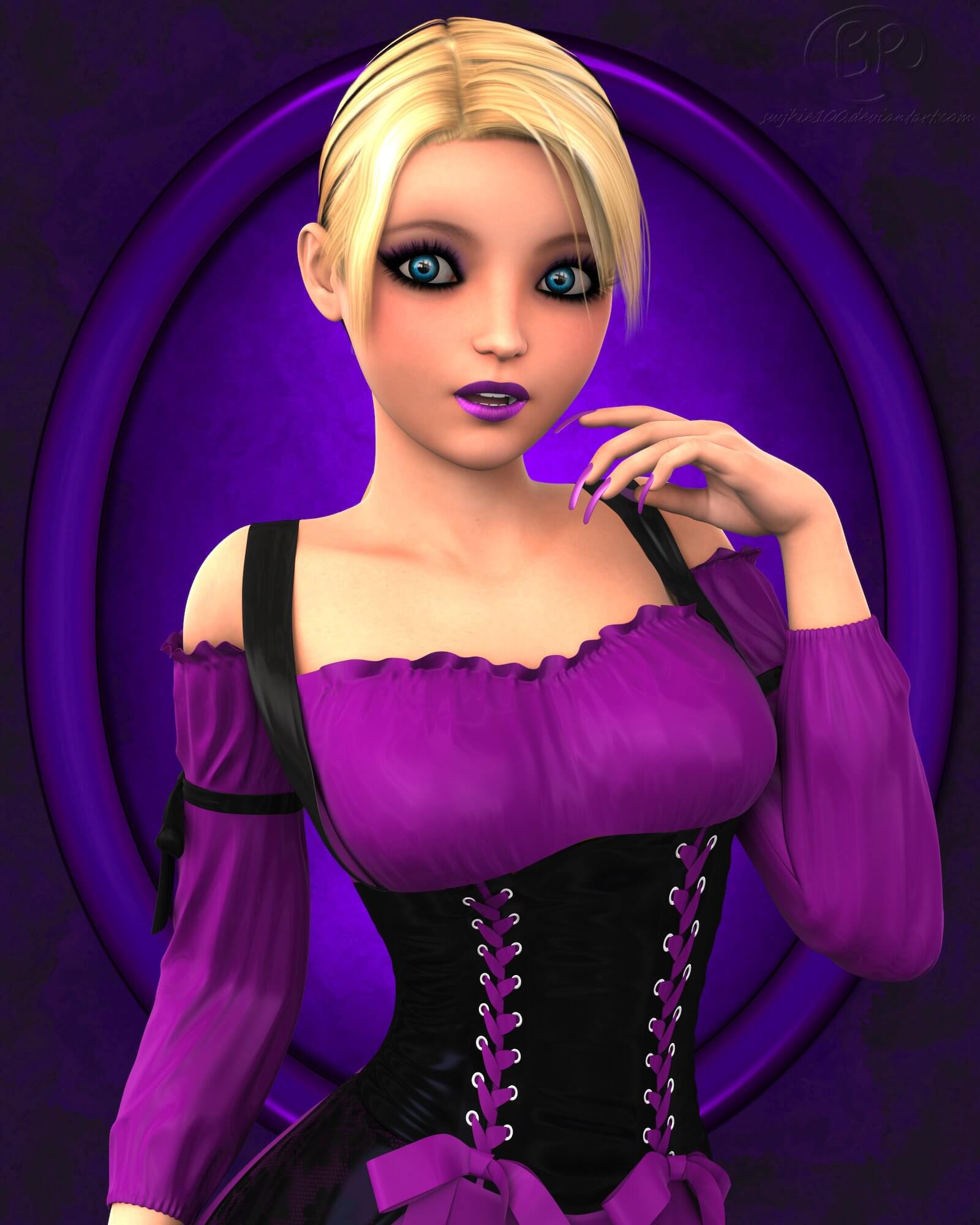 Violet Victorian 3D Render, Digital Art by Pinspotter