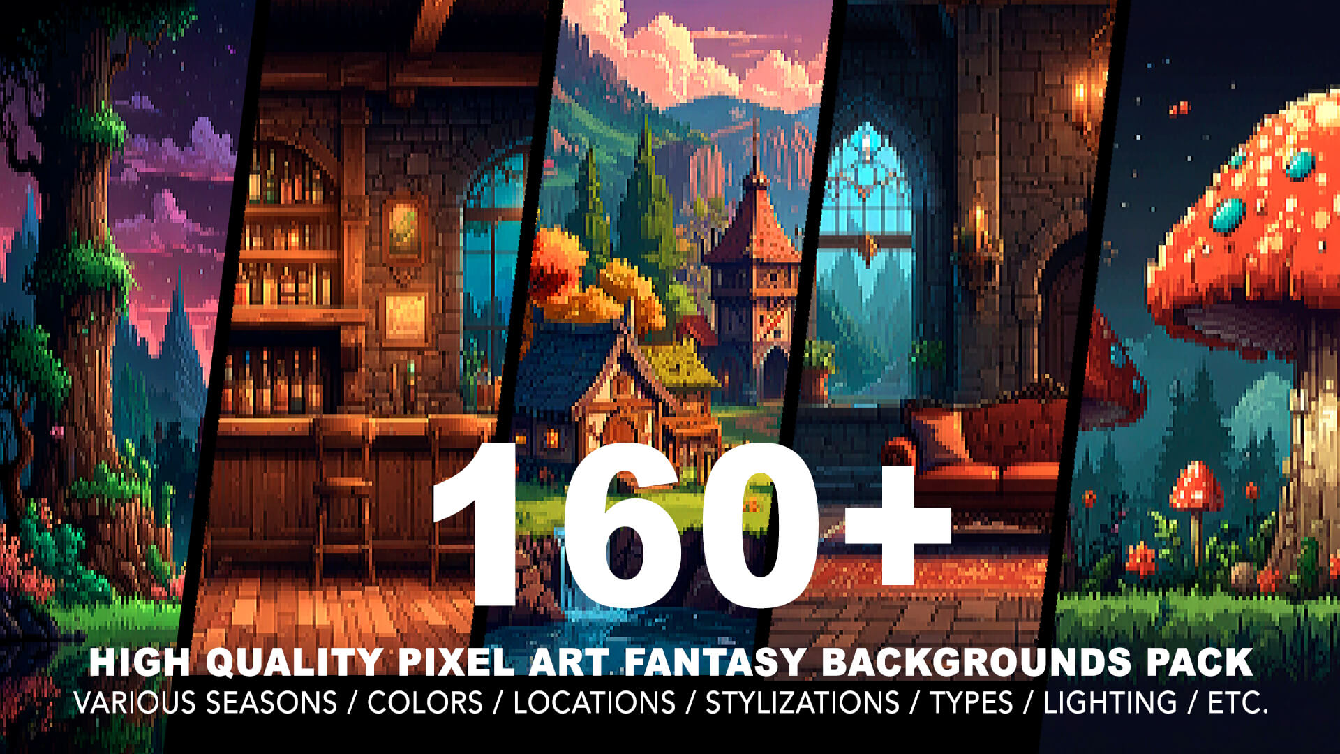 160+ Fantasy Pixel Art Backgrounds - 2D Game Asset by Pixel_Hunter