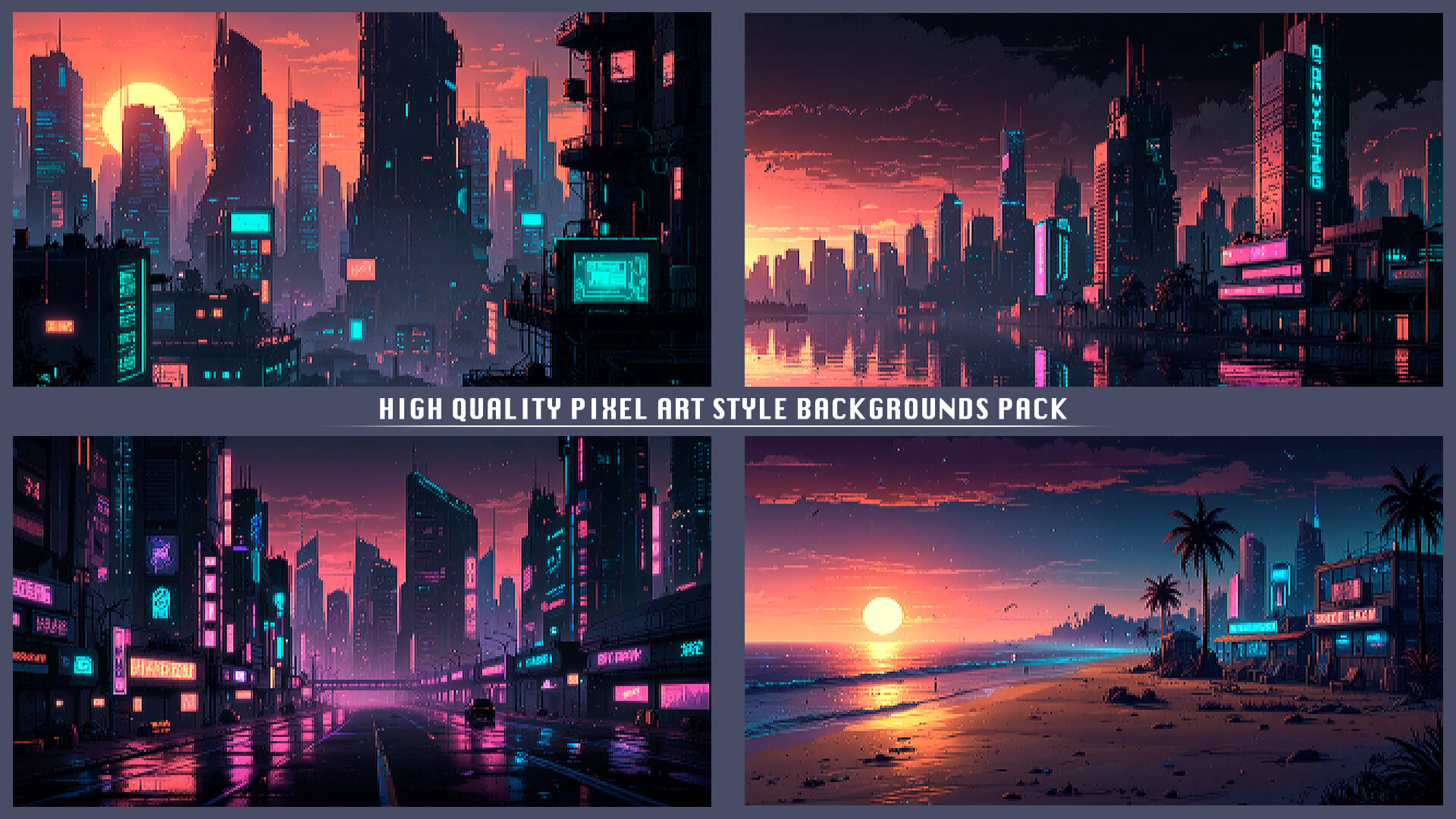 Cyberpunk Pixel Art Backgrounds - 2D Game Asset by Pixel_Hunter