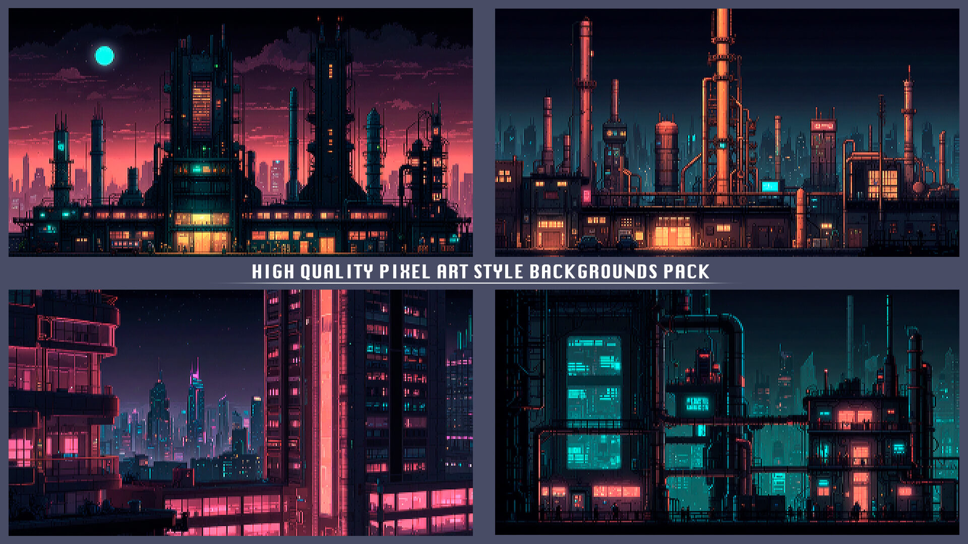 Cyberpunk Pixel Art Backgrounds - 2D Game Asset by Pixel_Hunter