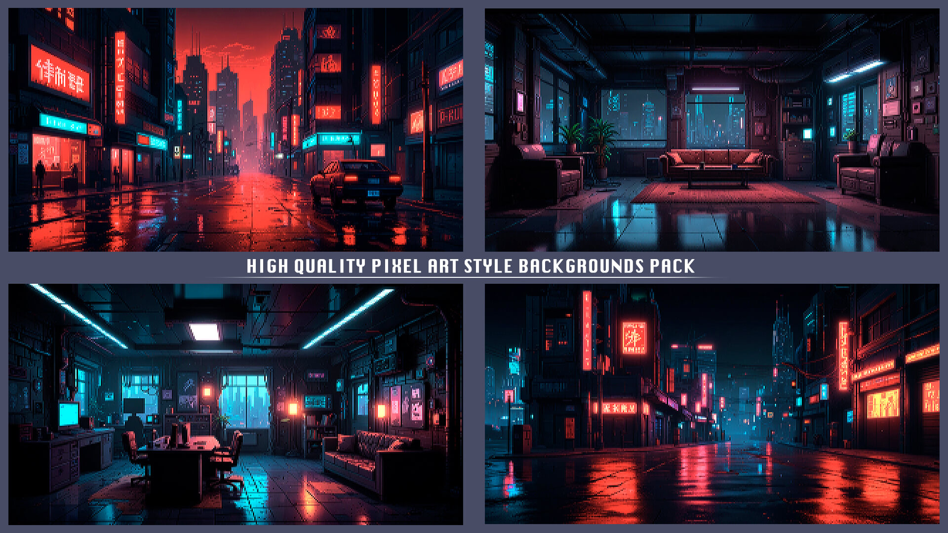 Cyberpunk Pixel Art Backgrounds - 2D Game Asset by Pixel_Hunter