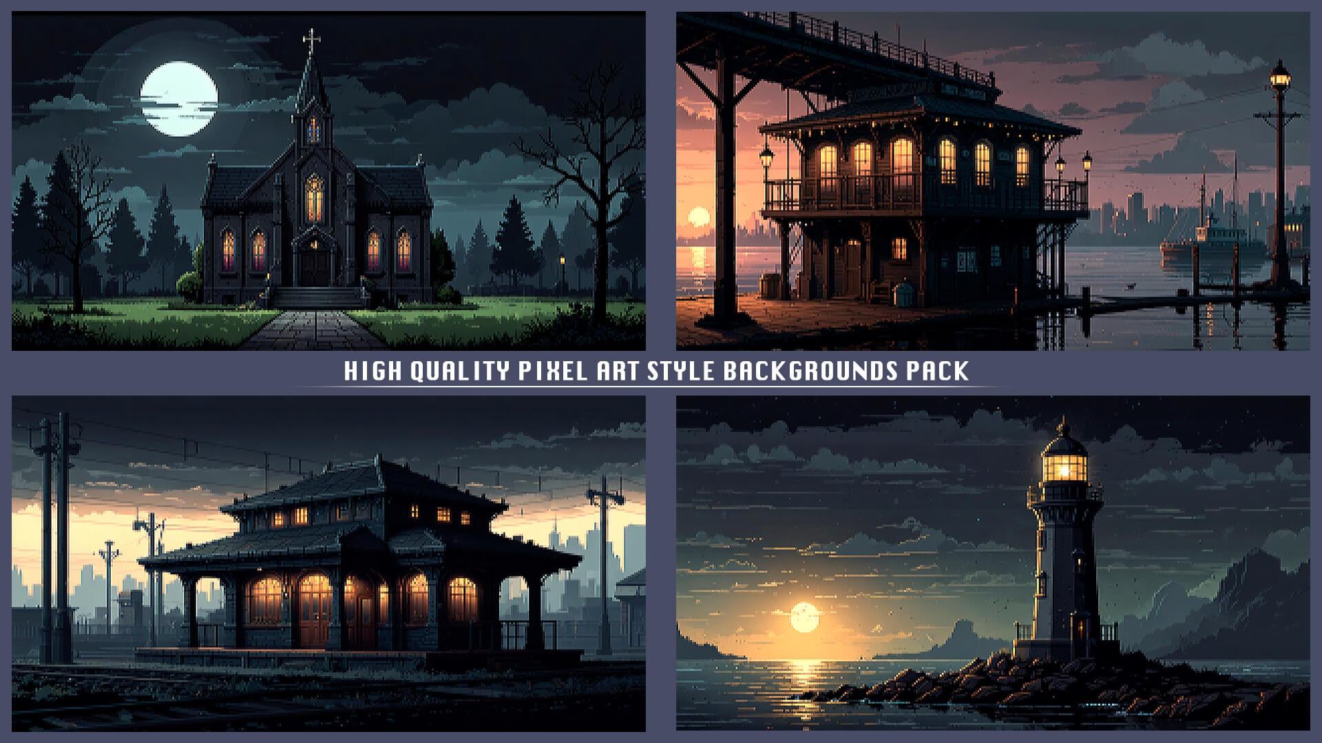 Noir Pixel Art Backgrounds - 2D Game Asset by Pixel_Hunter