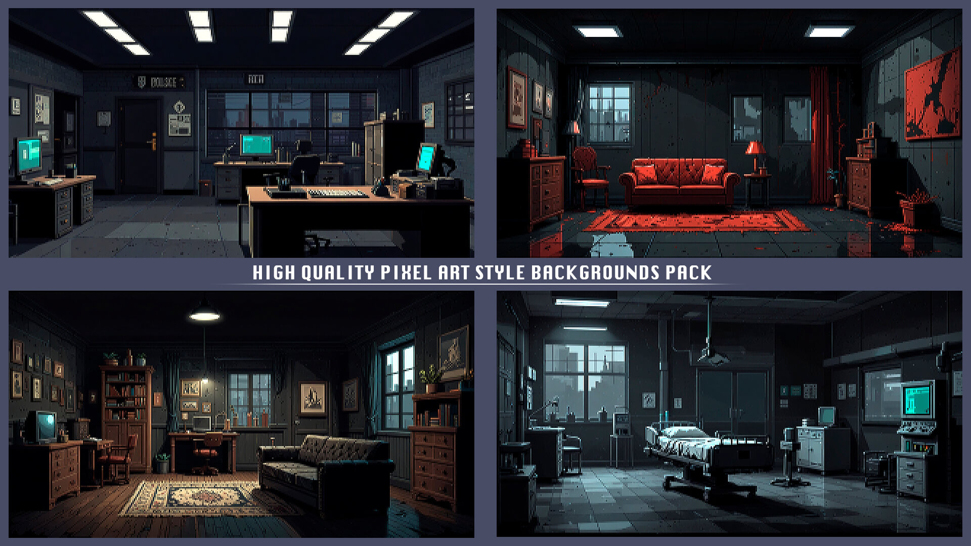 Noir Pixel Art Backgrounds - 2D Game Asset by Pixel_Hunter