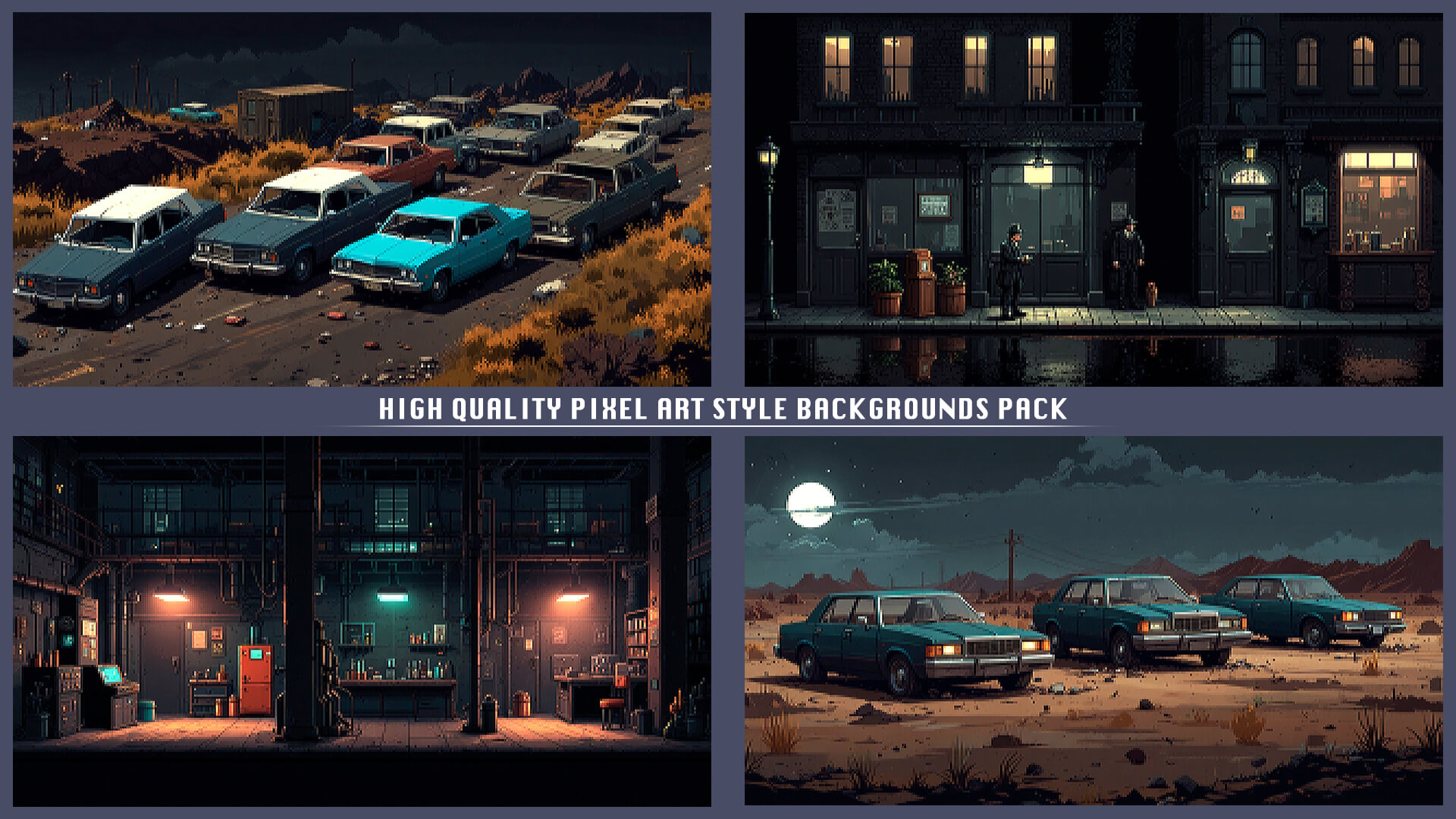 Noir Pixel Art Backgrounds - 2D Game Asset by Pixel_Hunter
