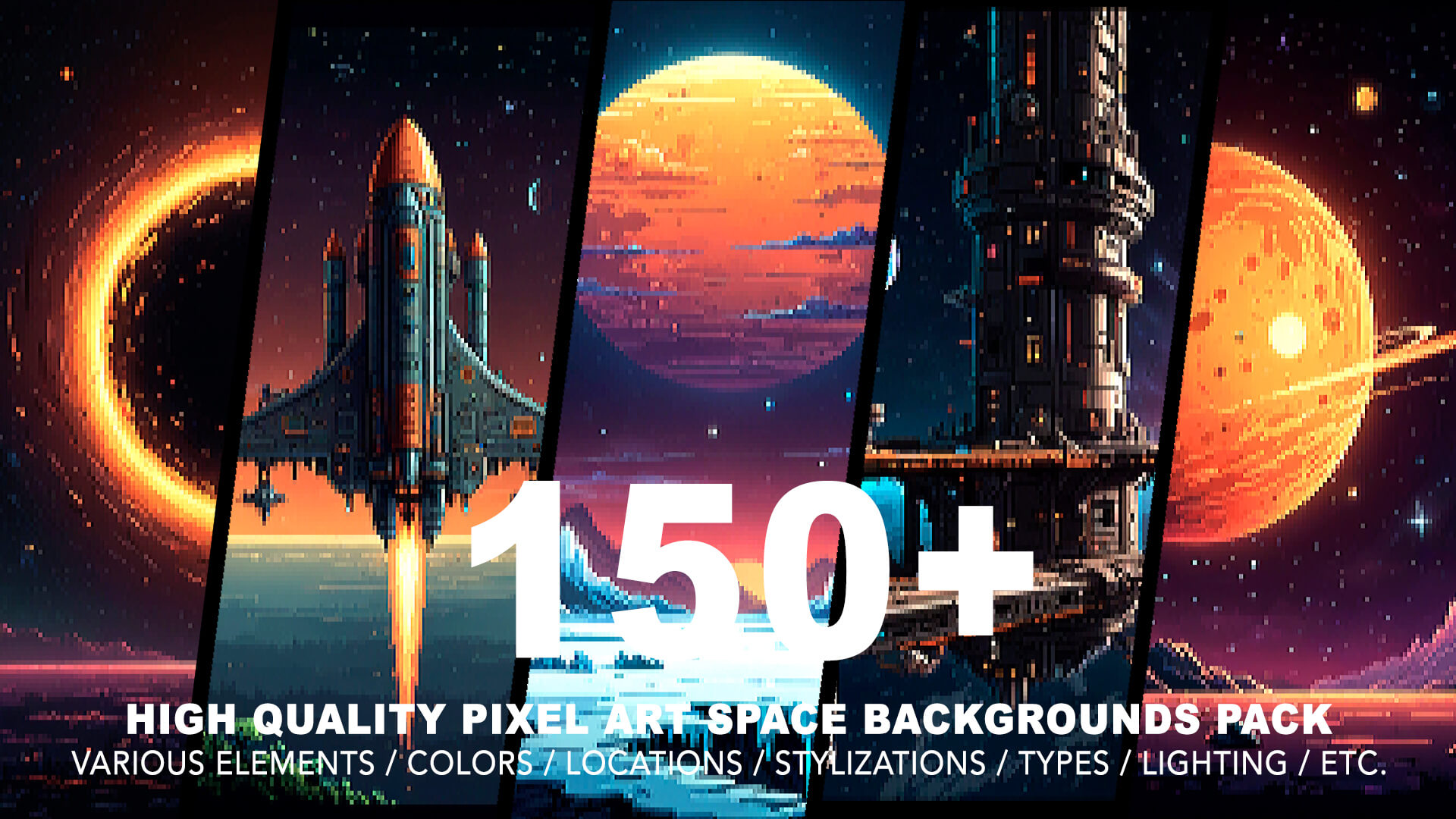 Space Pixel Art Backgrounds - 2D Game Asset by Pixel_Hunter