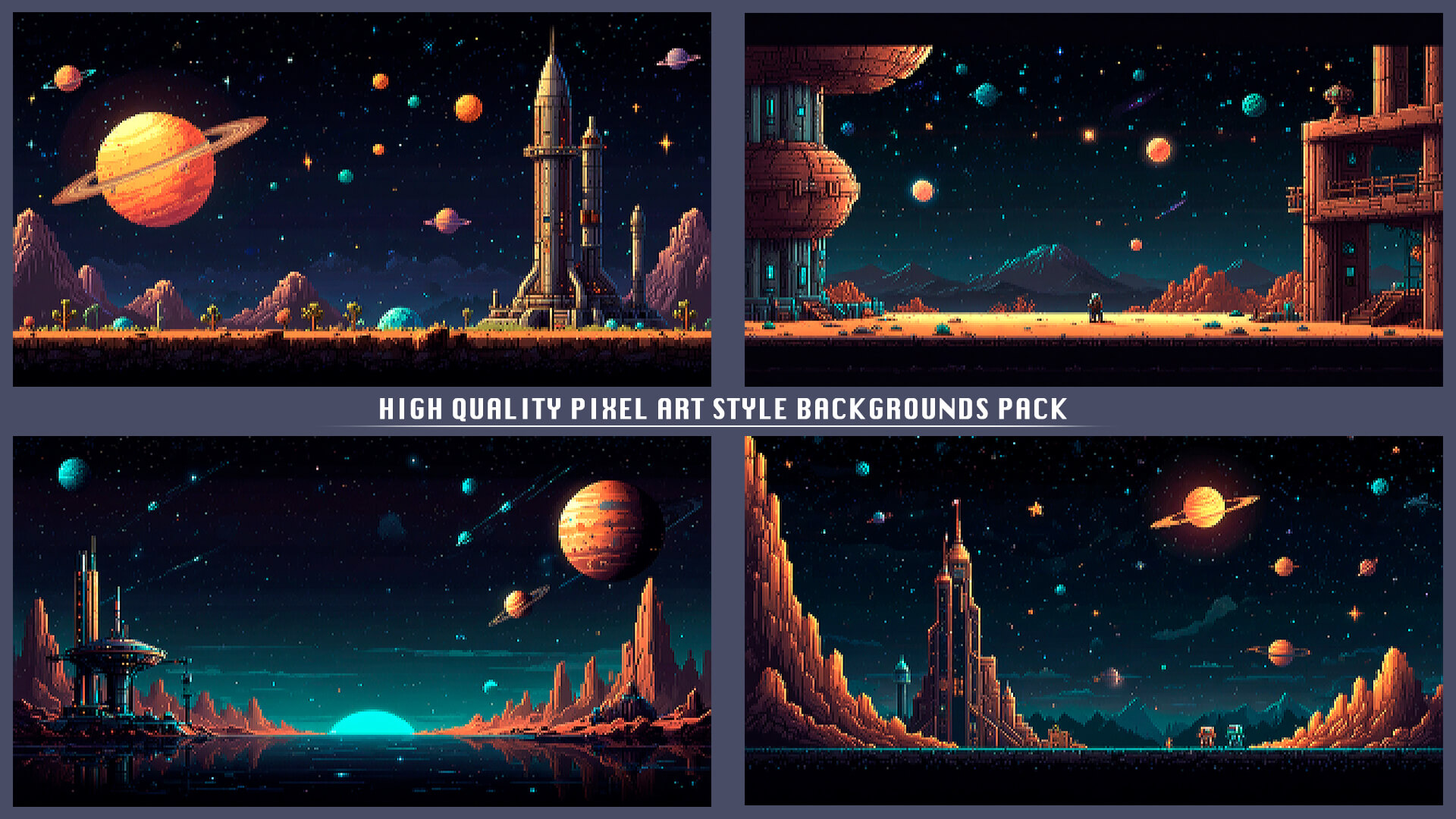 Space Pixel Art Backgrounds - 2D Game Asset by Pixel_Hunter