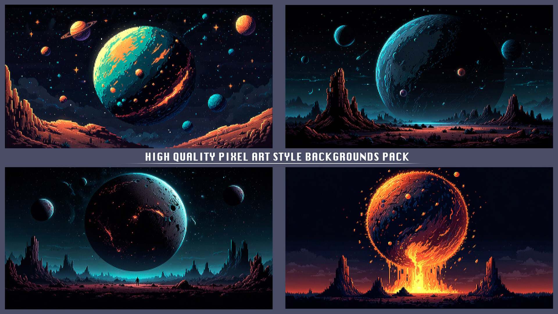 Space Pixel Art Backgrounds - 2D Game Asset by Pixel_Hunter