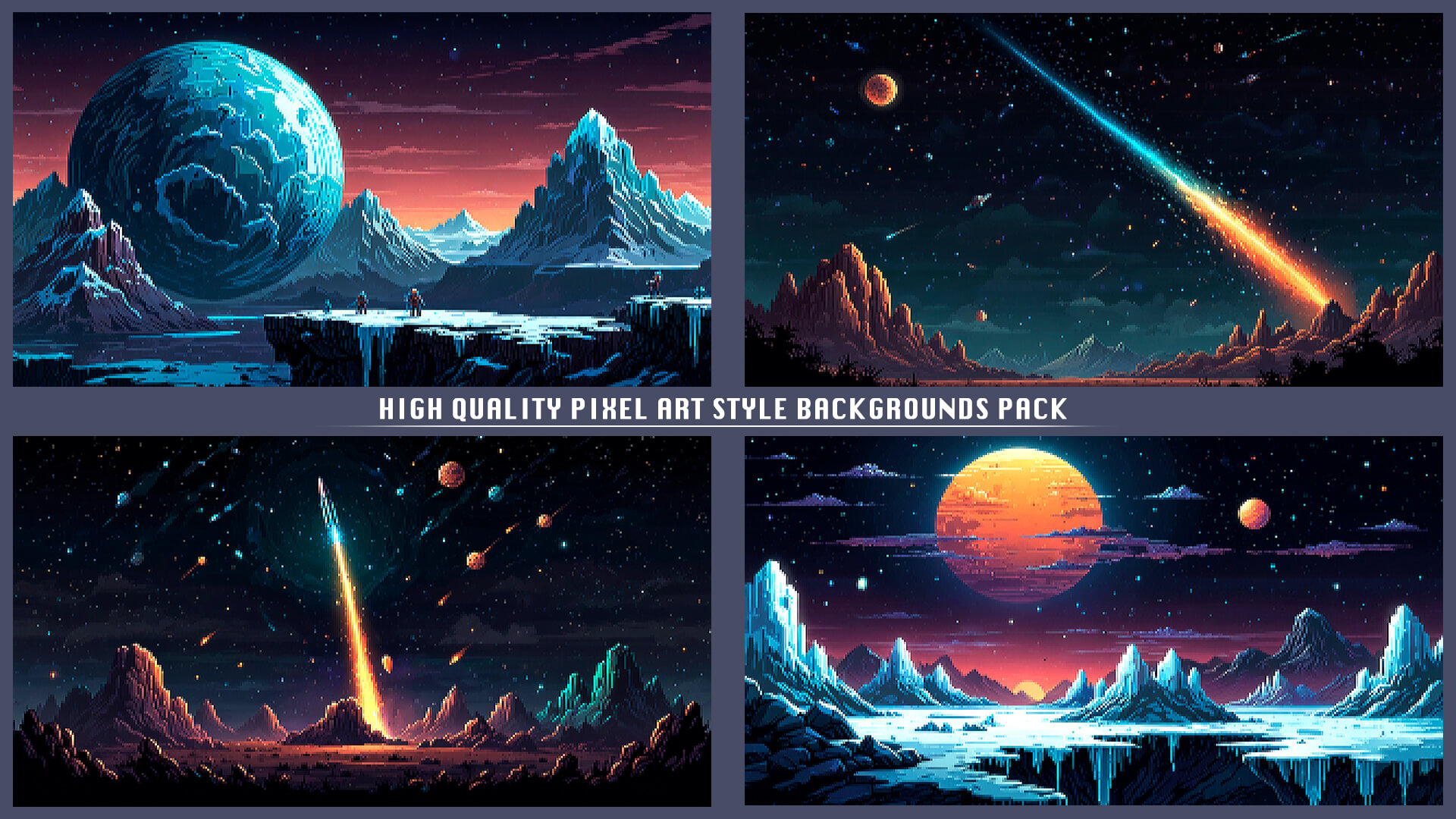 Space Pixel Art Backgrounds - 2D Game Asset by Pixel_Hunter
