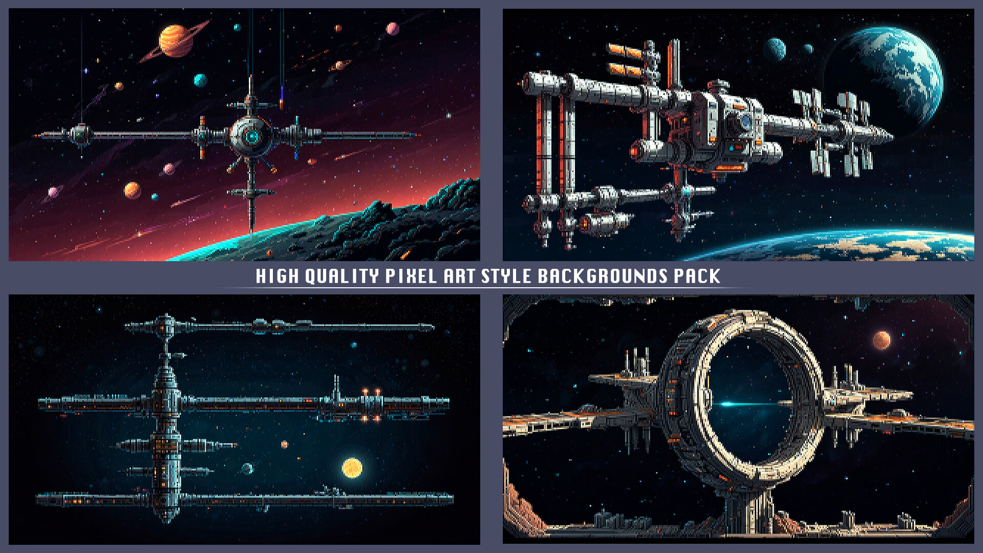 Space Pixel Art Backgrounds - 2D Game Asset by Pixel_Hunter
