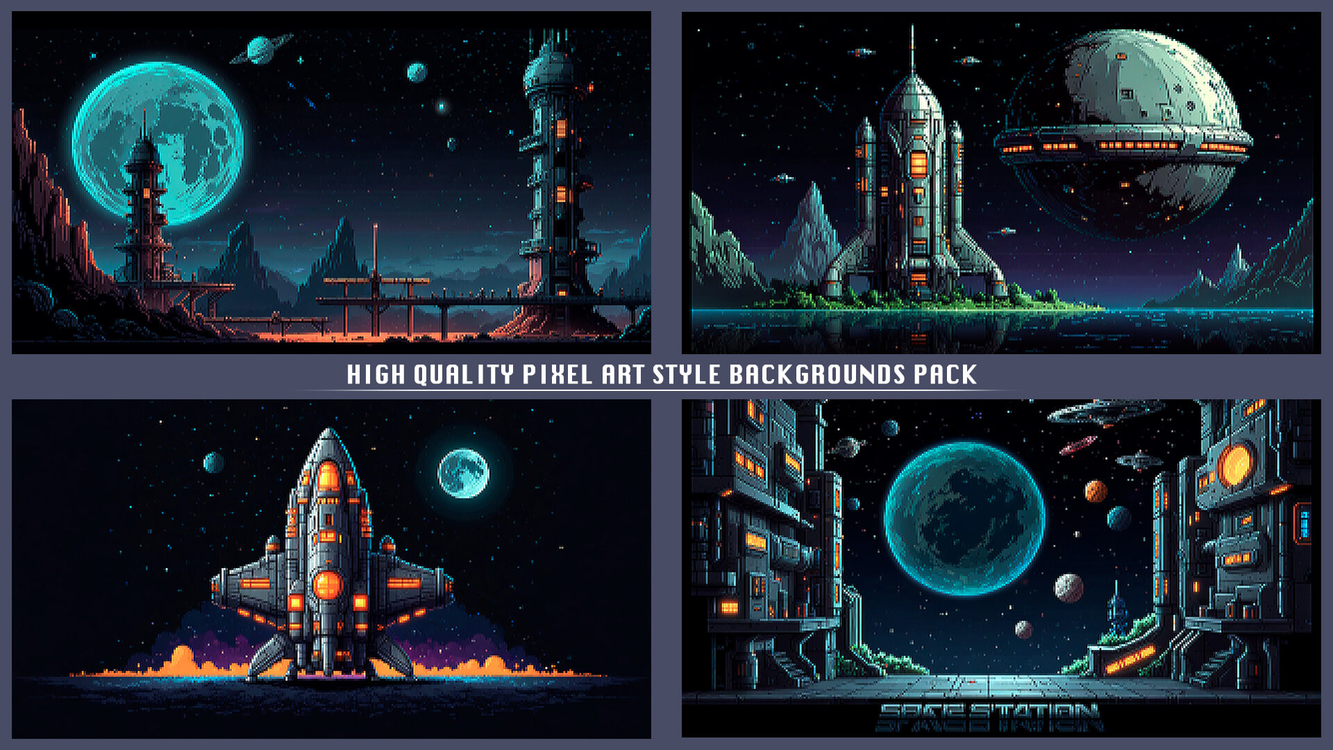 Space Pixel Art Backgrounds - 2D Game Asset by Pixel_Hunter