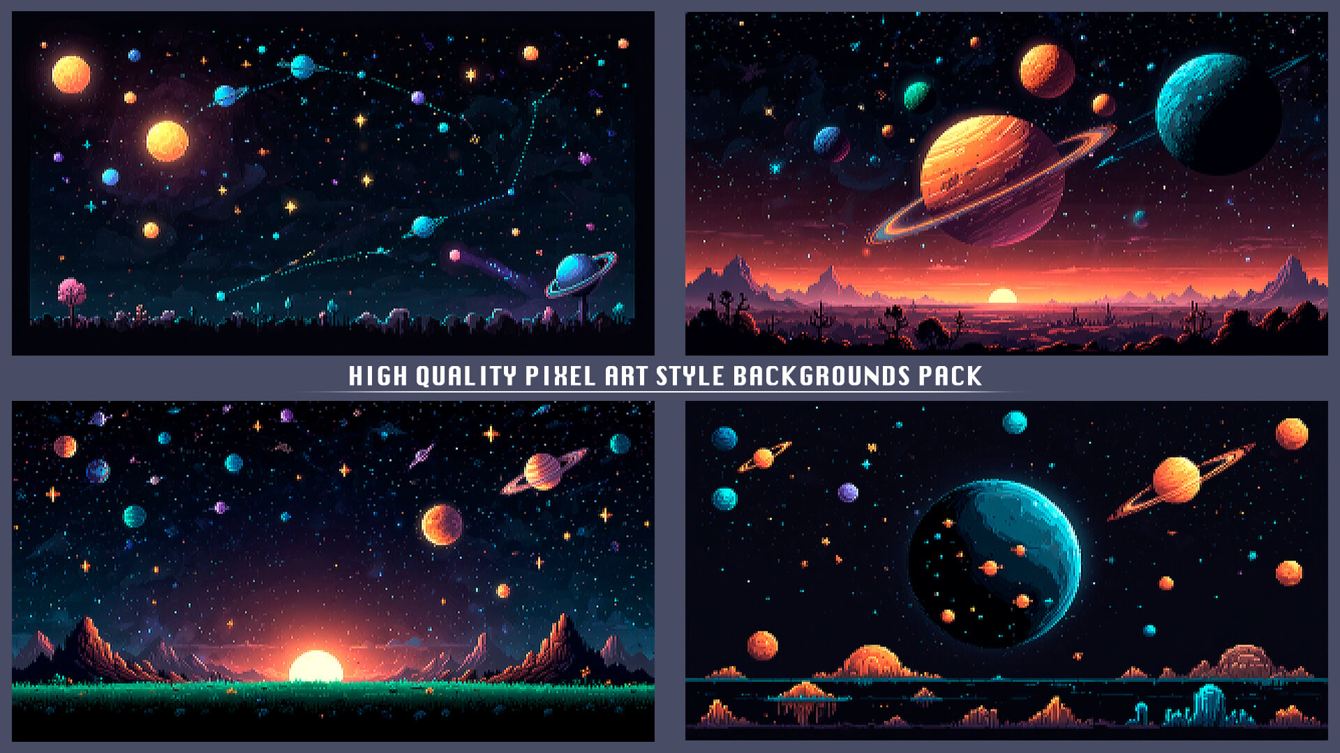 Space Pixel Art Backgrounds - 2D Game Asset by Pixel_Hunter