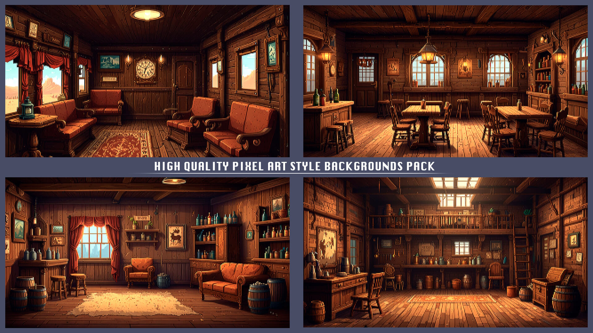 Wild West Pixel Art Backgrounds - 2D Game Asset by Pixel_Hunter