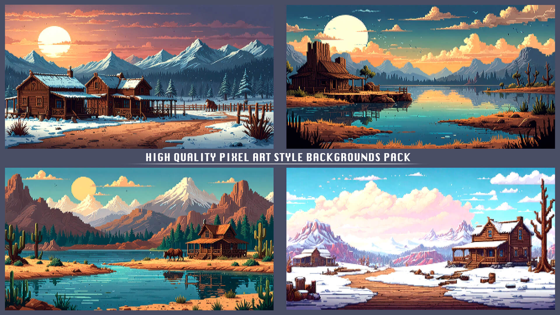 Wild West Pixel Art Backgrounds - 2D Game Asset by Pixel_Hunter