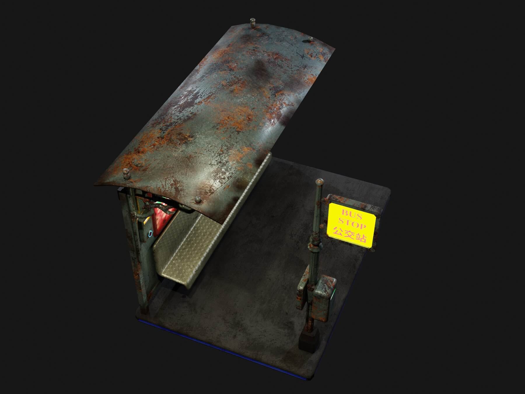 Cyber Punk Bus Stop - 3D Model by PixMoDream