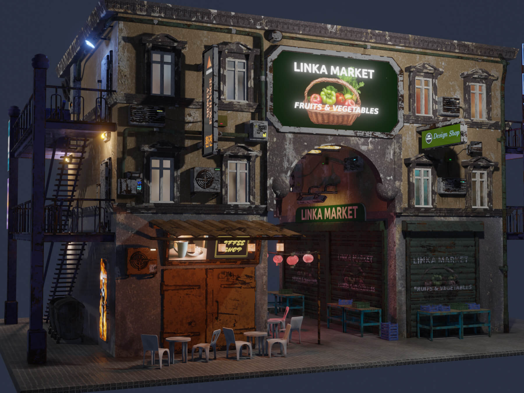 Cyberpunk Mall - 3D Model by PixMoDream