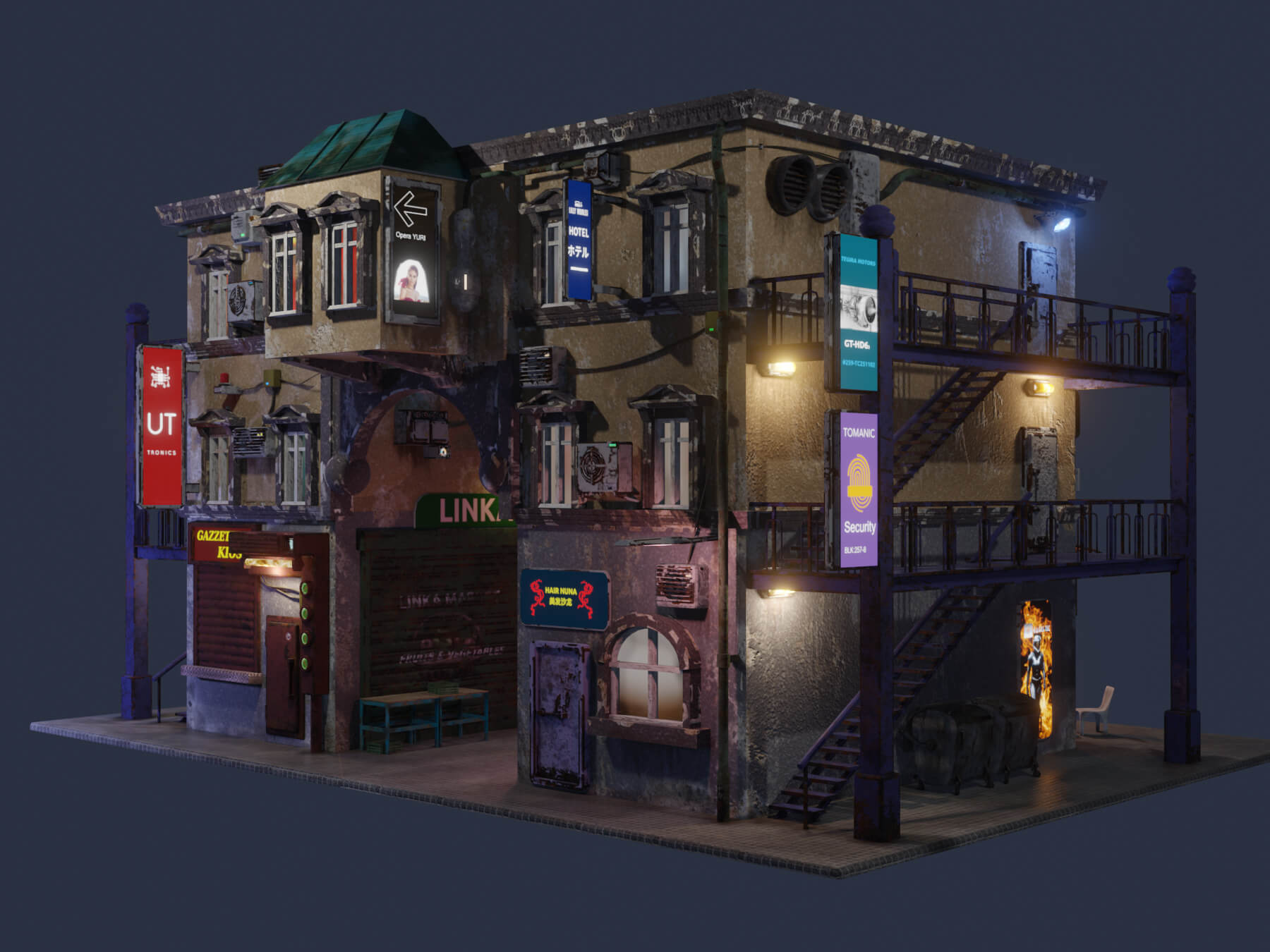 Cyberpunk Mall - 3D Model by PixMoDream