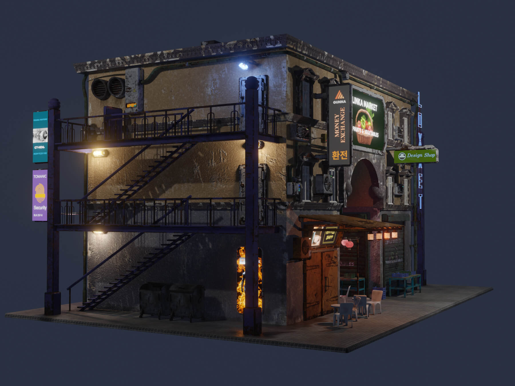 Cyberpunk Mall - 3D Model by PixMoDream